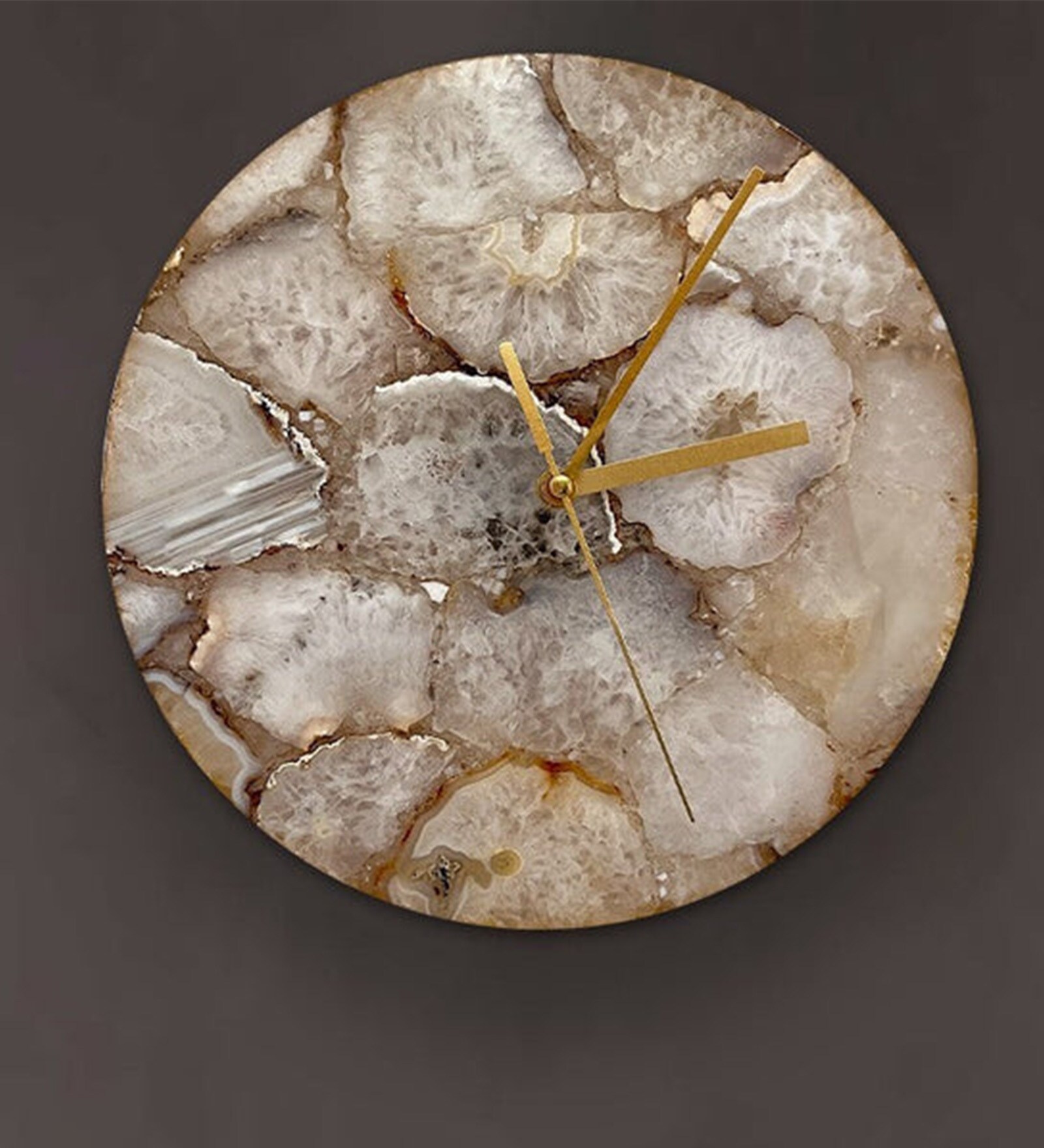 Buy Classic Agate Gemstone Round Clock with Leafing - By Writings On ...