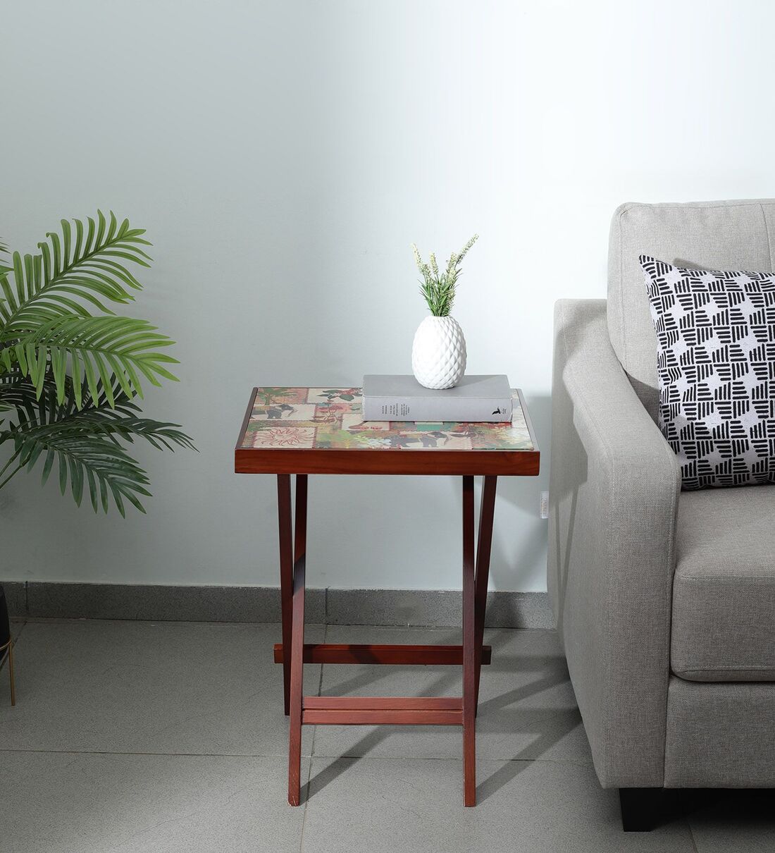 Buy Colour Print Solid Wood Side Table in Brown Colour at 48% OFF by ...