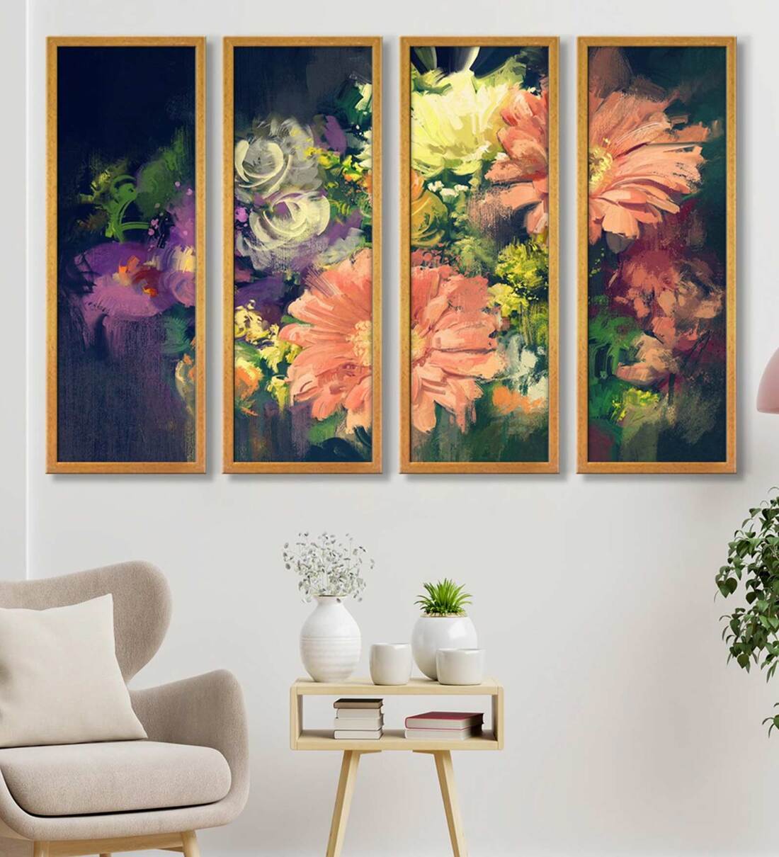 Buy Colourful Flower Art Panels Canvas Painting By 999Store Online ...