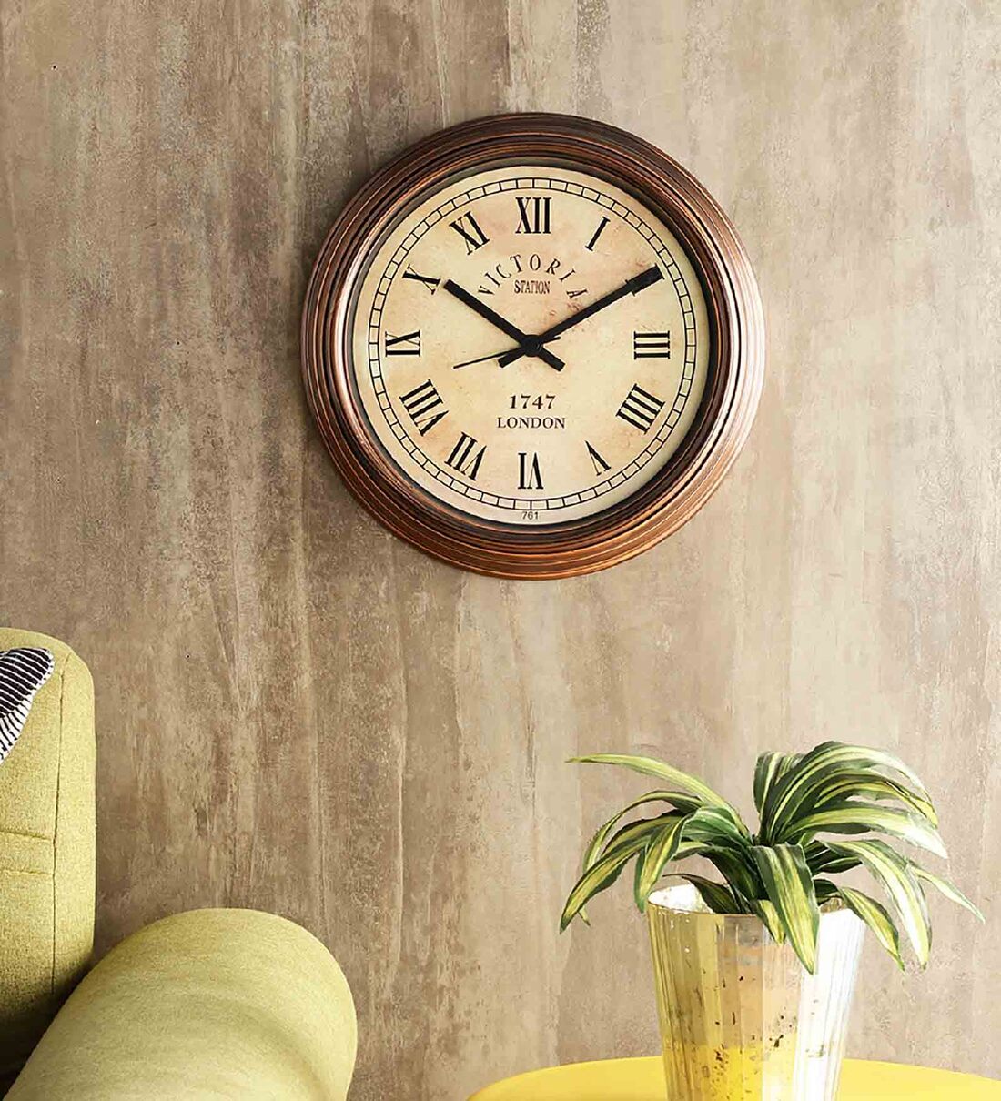 Buy Copper Plastic Vintage Wall Clock at 41% OFF by Exim Decor | Pepperfry
