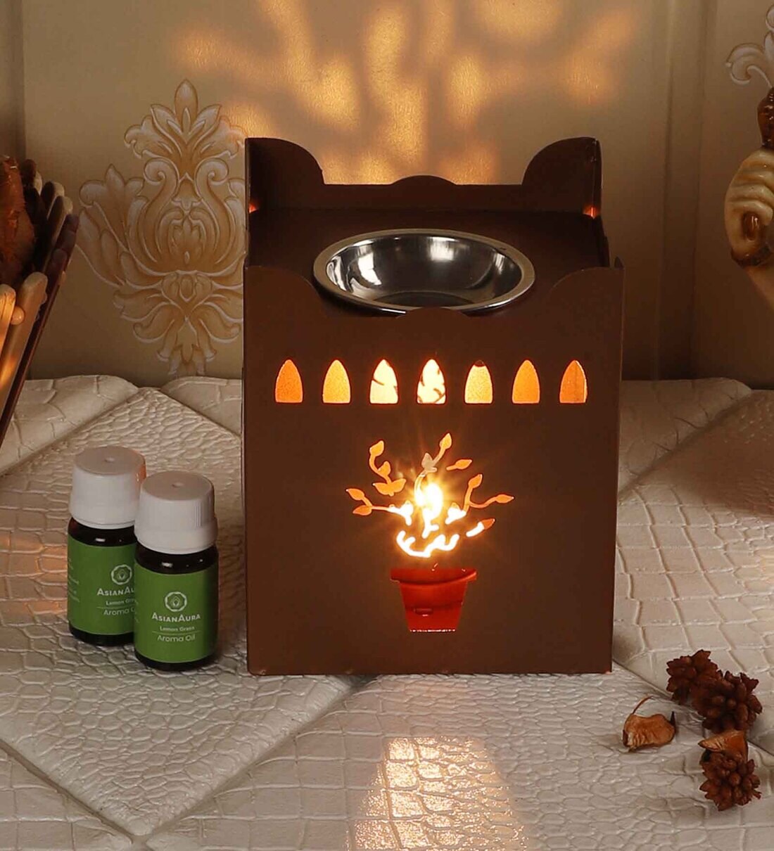 Buy Copper Metal Table Tea Light Holder Set Of 3 at 48% OFF by Amaya ...