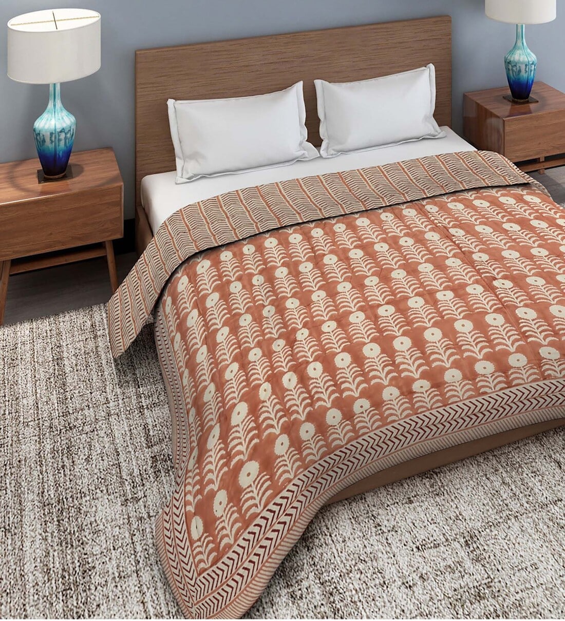 Buy Coral Cotton 140 GSM Double Bed Quilt by Fabindia Online - Double ...