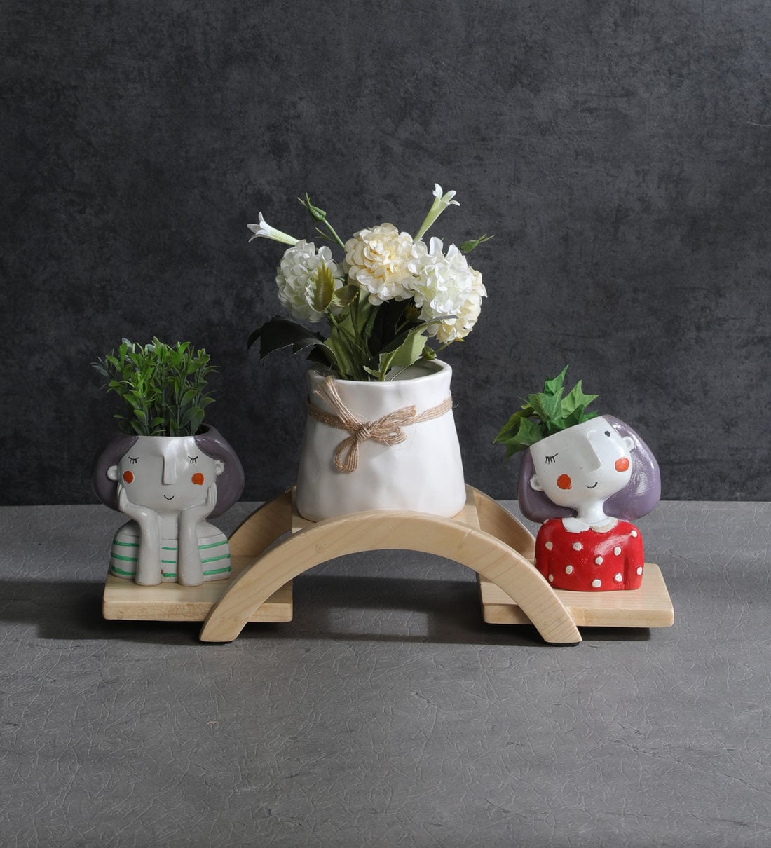 Buy Cream Pot Bridge Planter Stand Small by Lycka Online - Wooden ...
