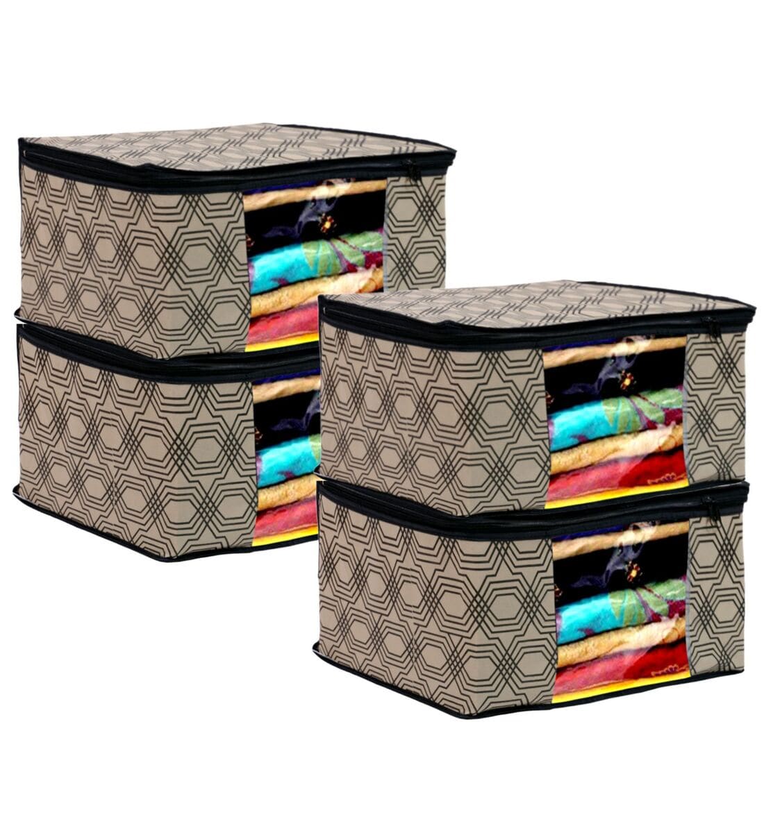 Buy Cream Solid Non Woven Foldable Cloth Organizer By Kuber Industries ...