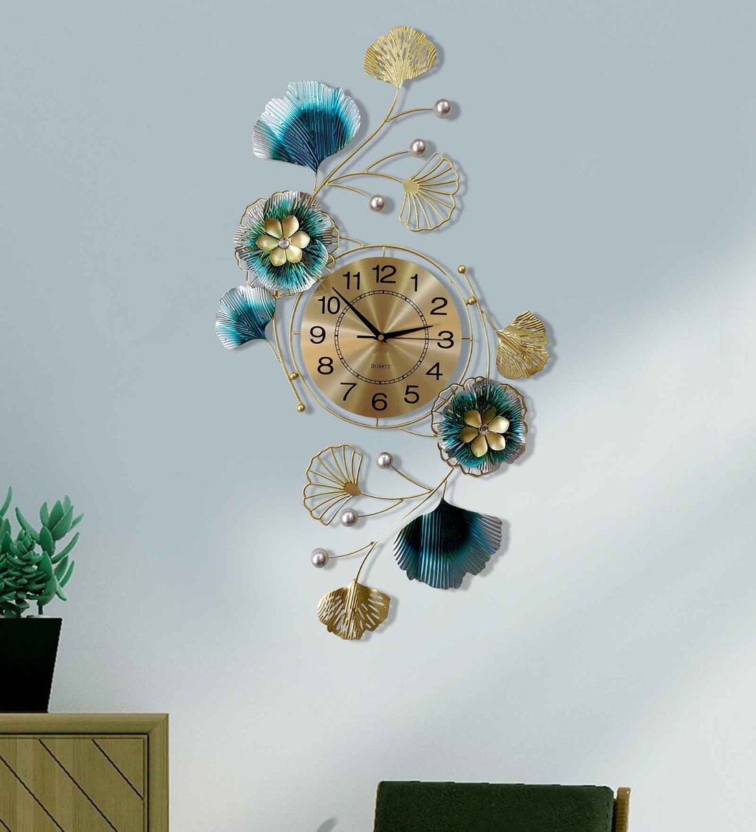 Buy Green Metal Ancient Modern Wall Clock Online - Modern Wall Clocks ...