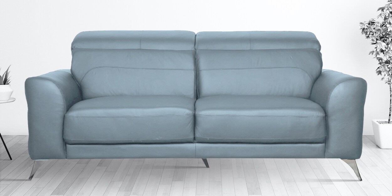 Buy Cristobal 3 Seater Half Leather Sofa in Grey Colour Online ...