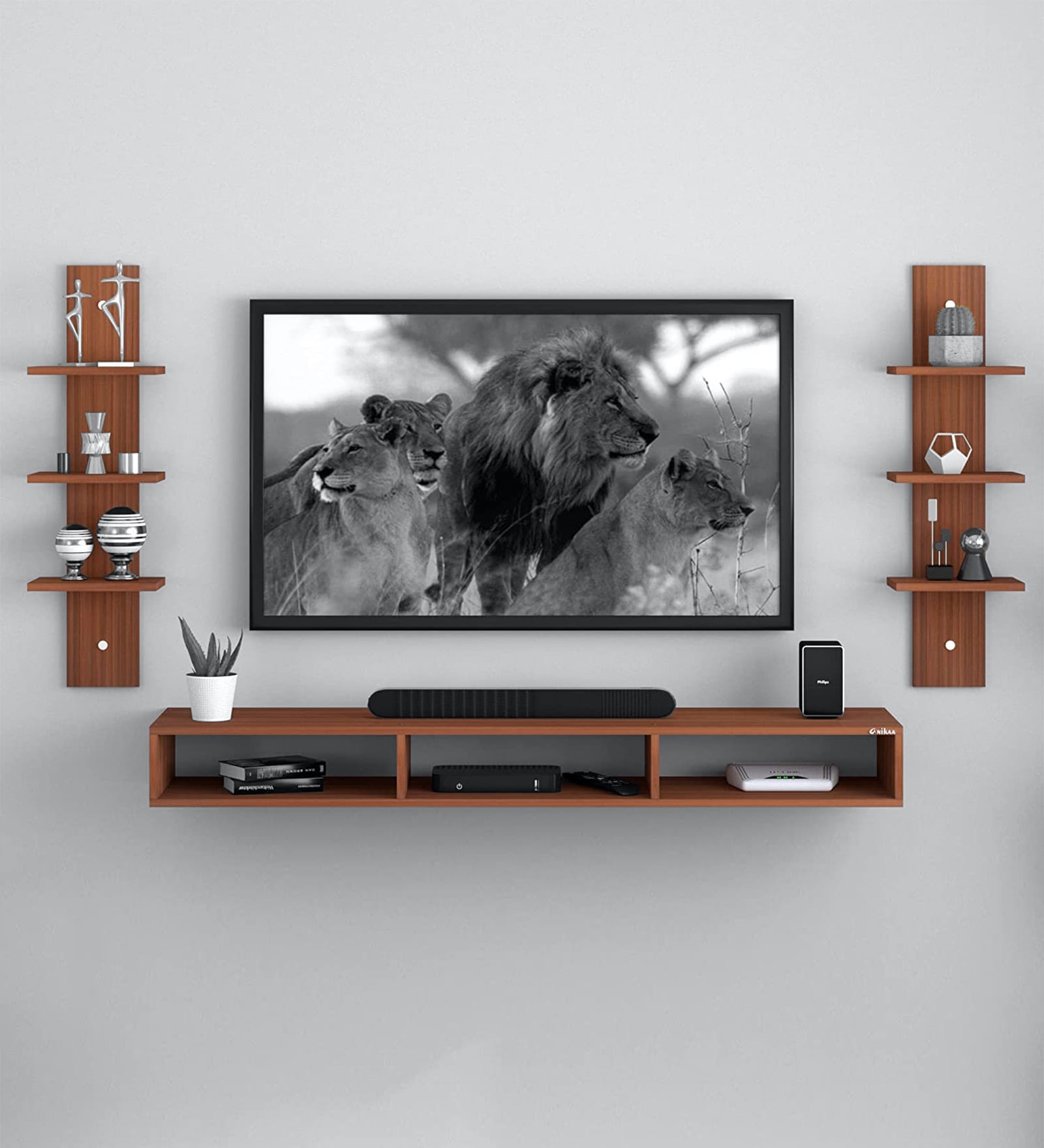 Buy Crystal Wall Mount TV Unit For TV Upto 55\ in Walnut Finish at 17% ...