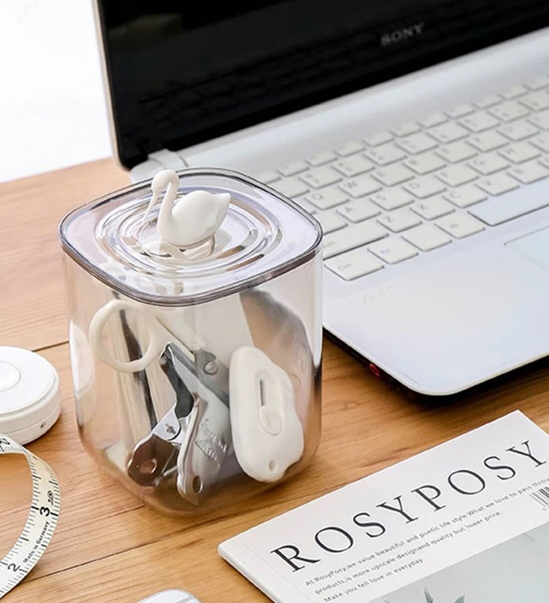 Buy Cuboid Plastic Cotton Box Holder By Market 99 Online - Desk ...