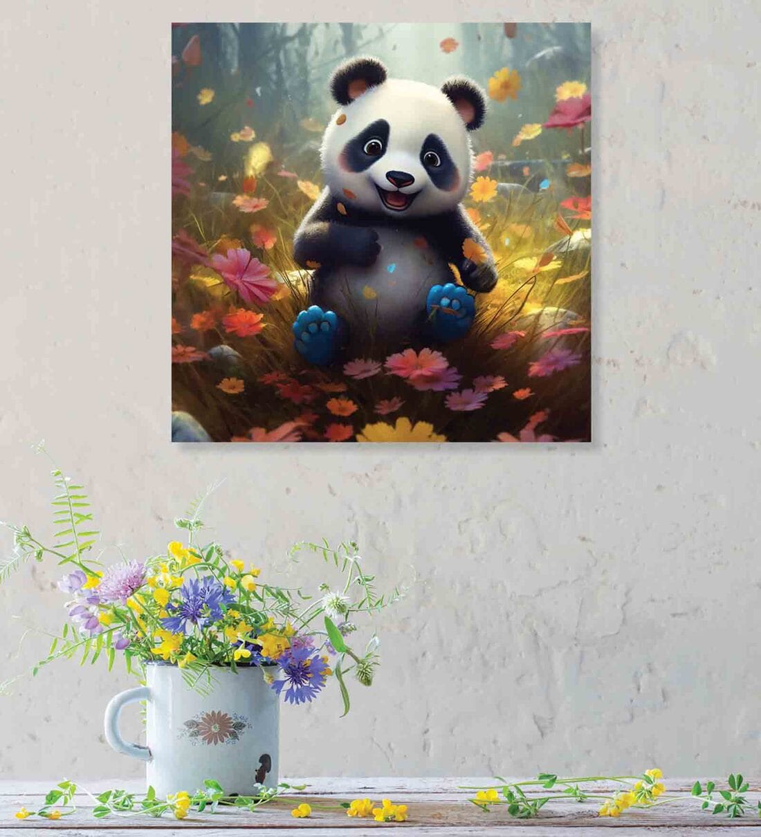 Buy Cute Panda Multicolour Canvas Framed Wall Painting at 70% OFF by ...
