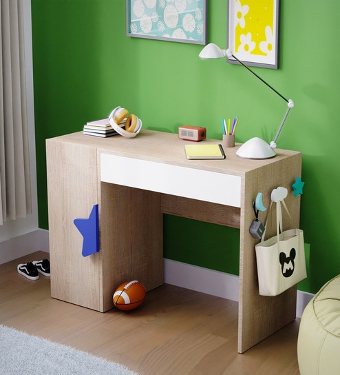 Buy Curious Koala Kids Study Table in Oak & Blue Colour Online - Kids ...