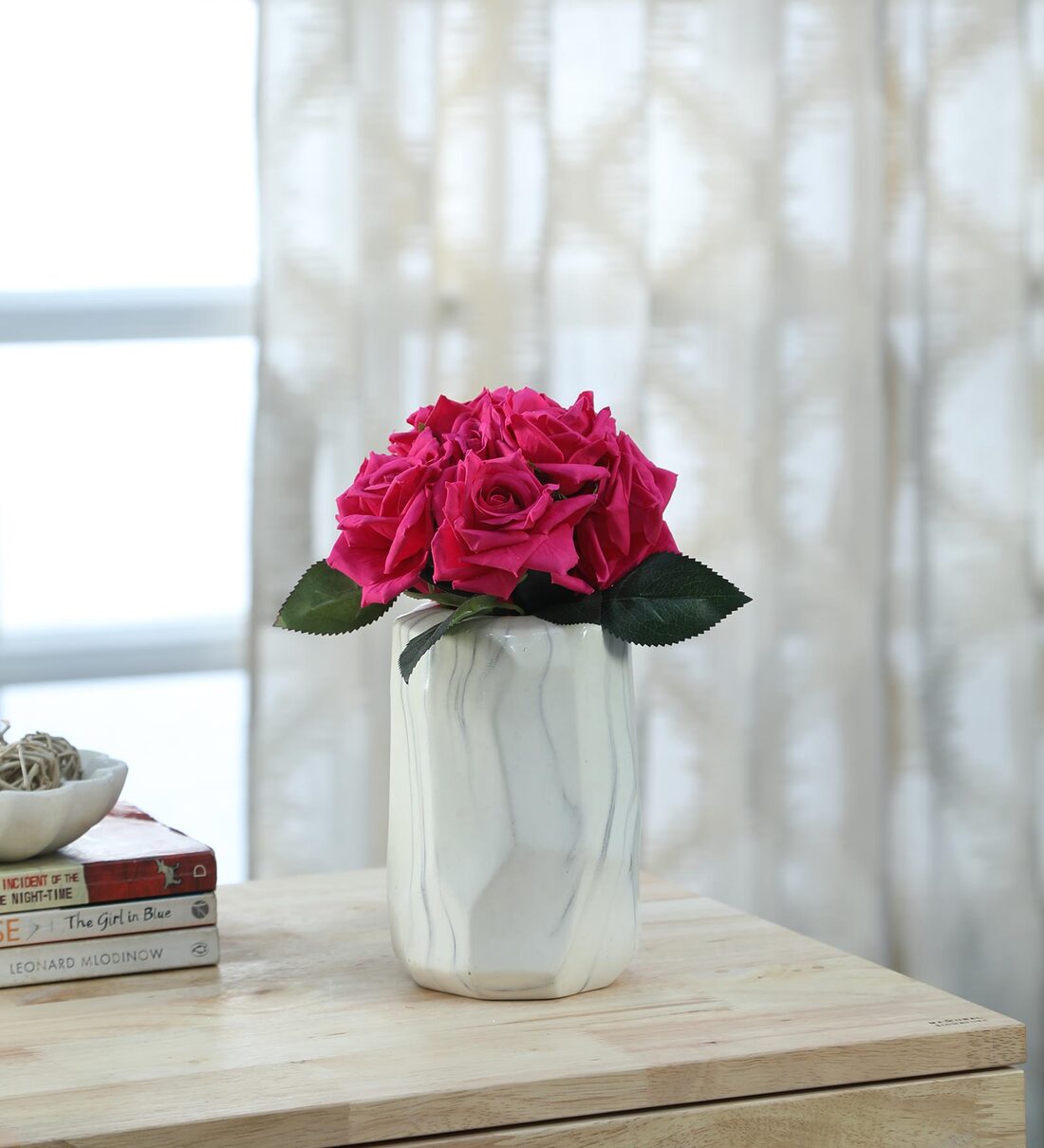 Buy Pink Plastic Dark Rose Bunch Artificial Flowers at 48% OFF by ...