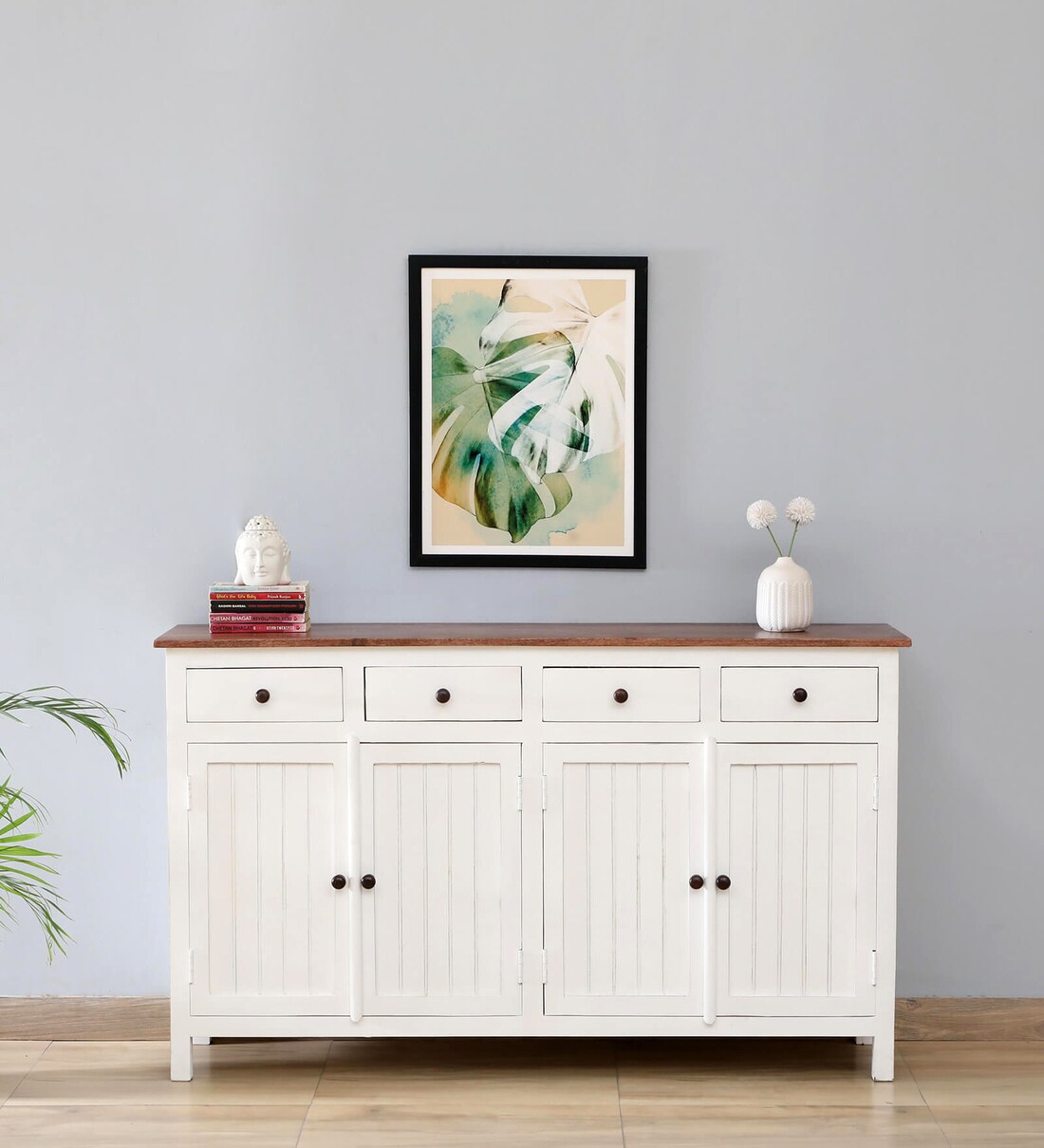 Buy Davos Solid Wood L Sideboard In White Finish at 20% OFF by Woodsworth from Pepperfry | Pepperfry