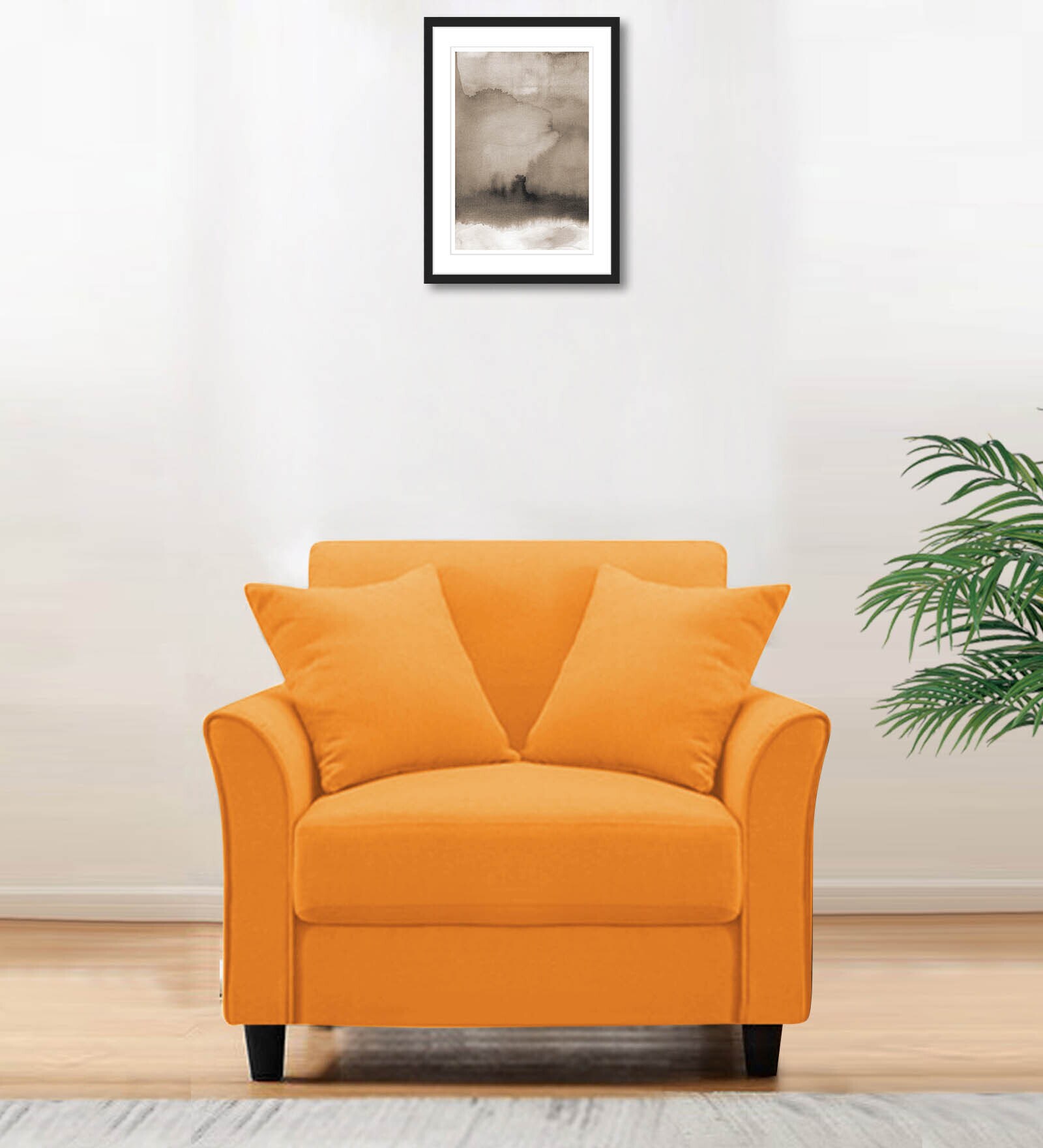 Buy Daroo 1 Seater Sofa In Tangerine Orange Colour Online - Lawson 1 ...