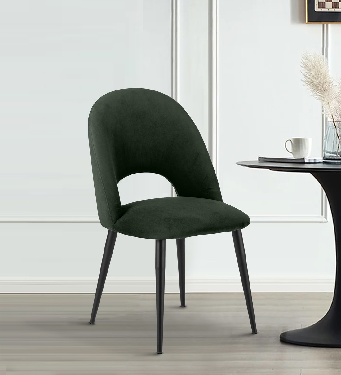 Buy Deva Fabric Dining Chair In Dark Green Colour at 100% OFF by Kiyan ...