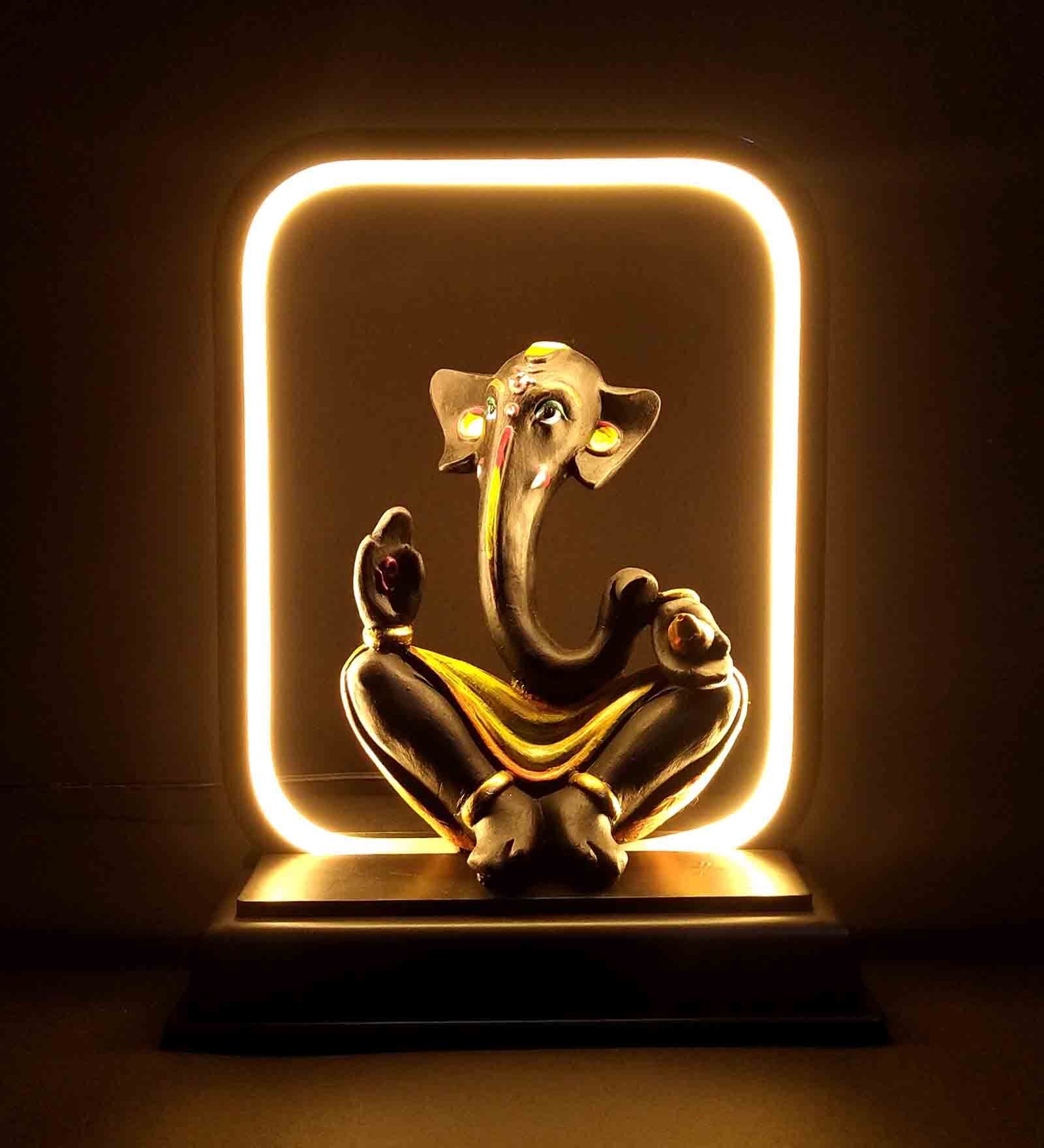 Buy Decorative Polyresin Musical Ganesha Acrylic Base LED Light Online ...