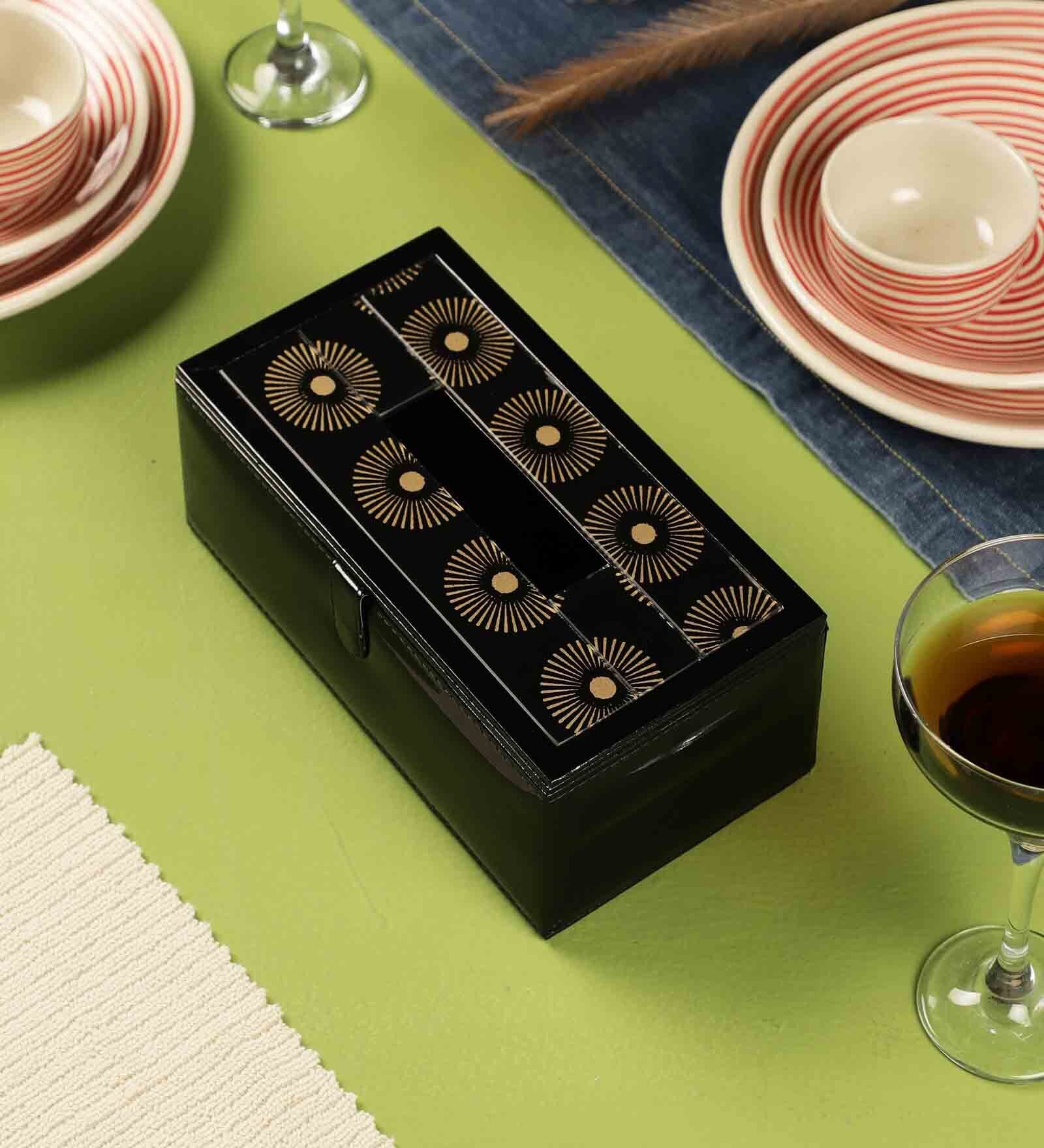 Buy Designer Black & Gold Leatherette Tissue Box by Purestory Online ...