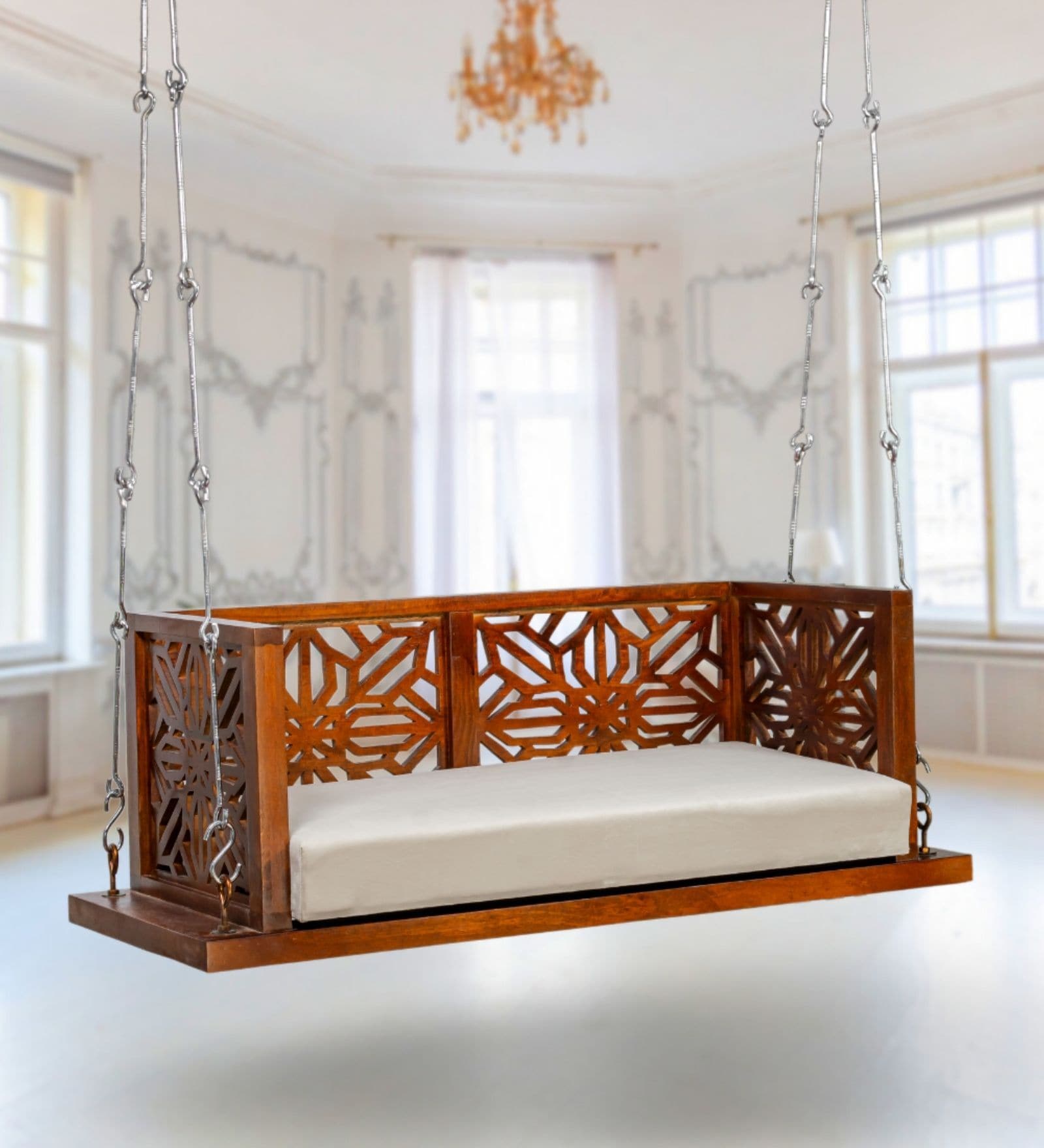 Buy Dewey SolidWood Swing in White & Brown Colour Online - Swings ...