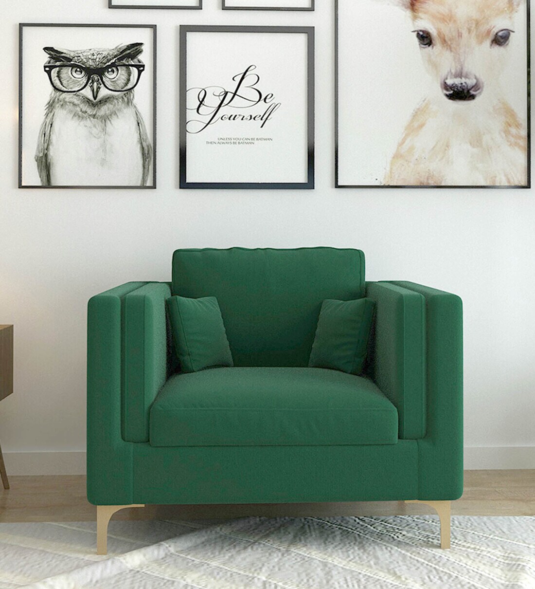 Buy Dona Velvet 1 Seater Sofa in Green Colour at 15% OFF by Casacraft ...