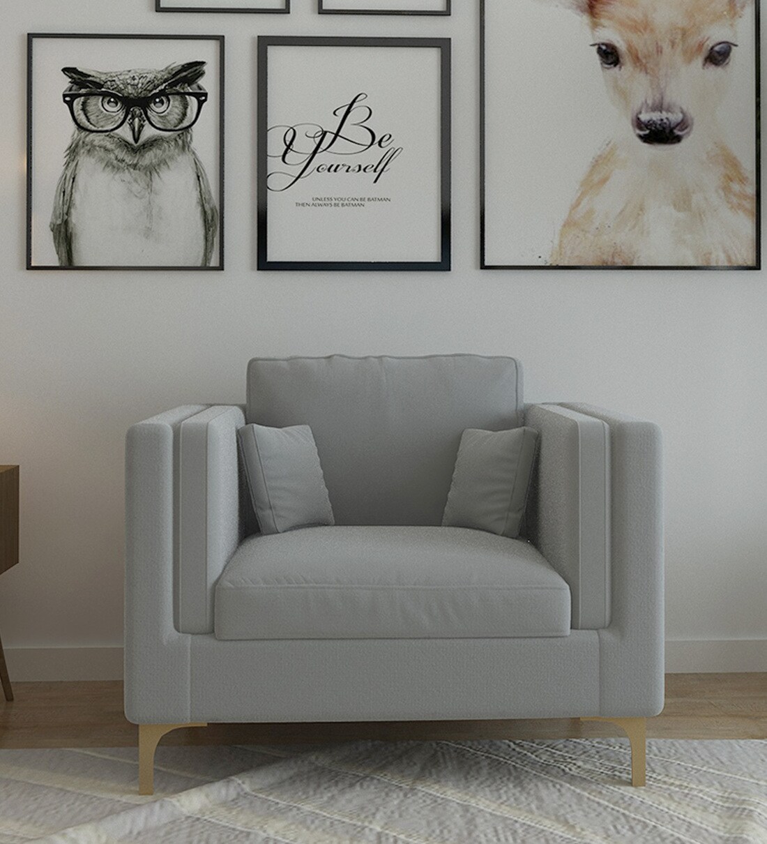 Buy Dona Velvet 1 Seater Sofa in Light Grey Colour at 27% OFF by ...