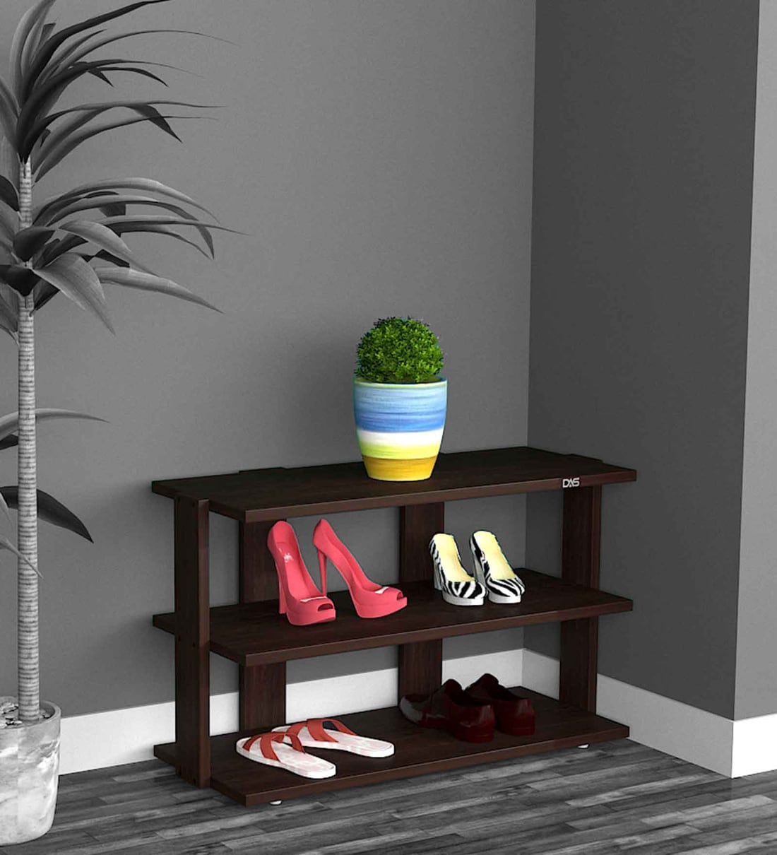 Buy Donato Open Shoe Rack in Flowery Wenge Finish Online - Open Shoe ...