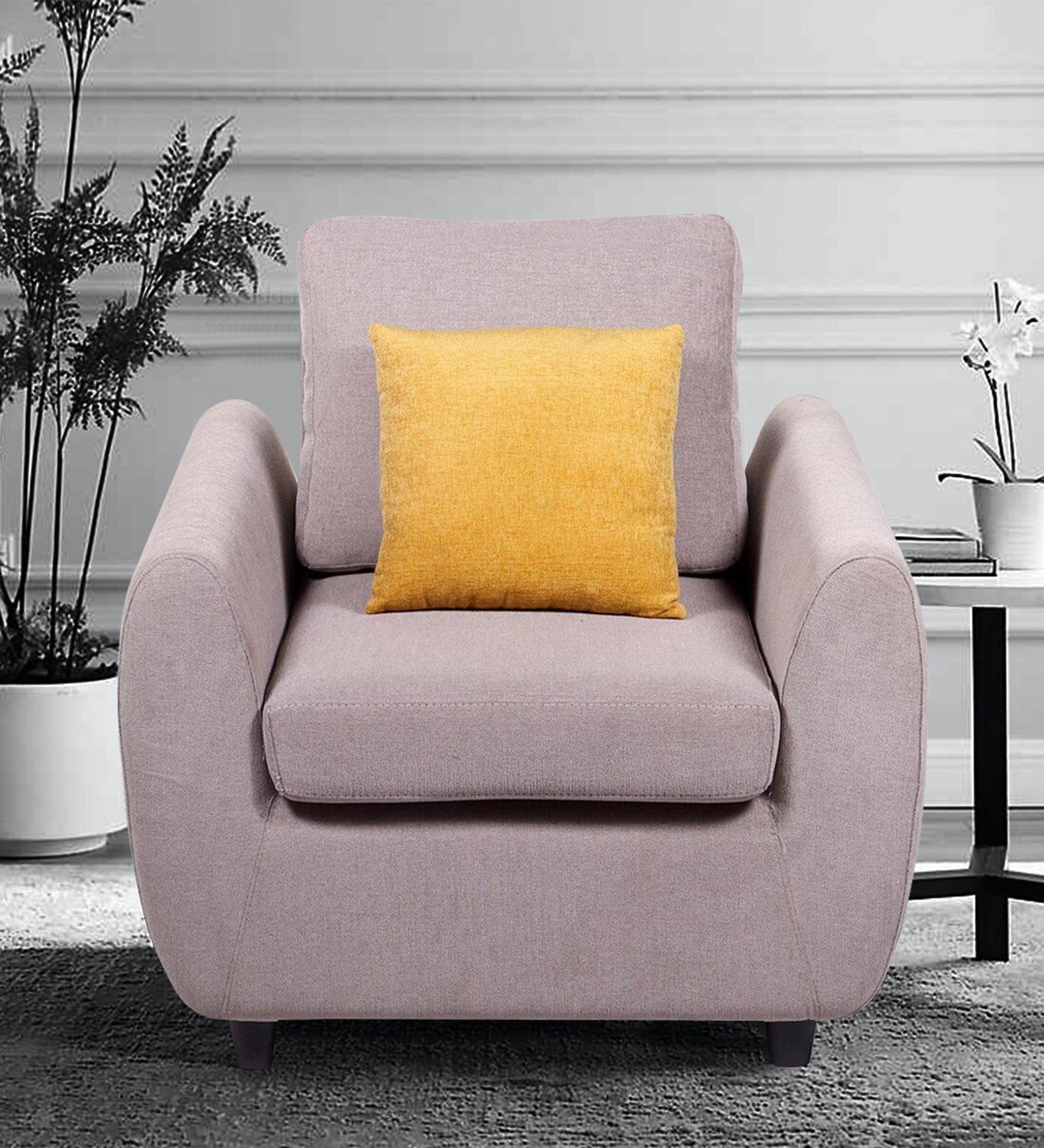 Buy Droopy Fabric 1 Seater Sofa in Light Grey Colour at 8% OFF by ...