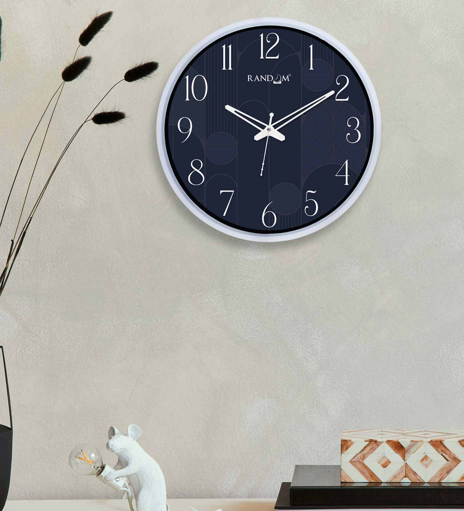 Buy Dual Frame Floral Plastic Wall Clock In White & Black By Random ...
