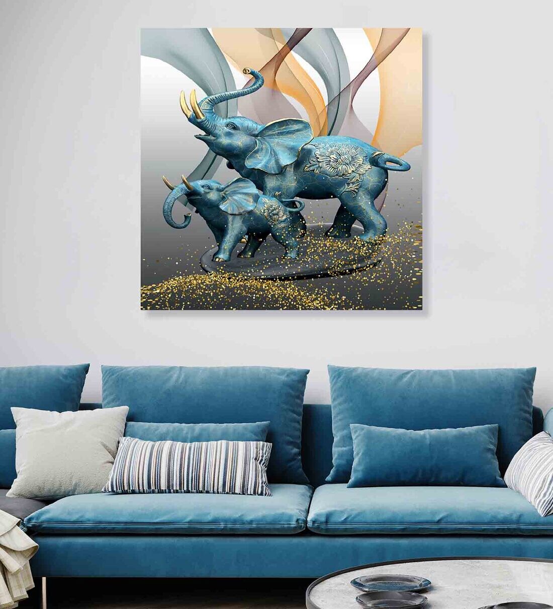 Buy Elephant Multicolour Canvas Framed Wall Painting at 65% OFF by Art ...