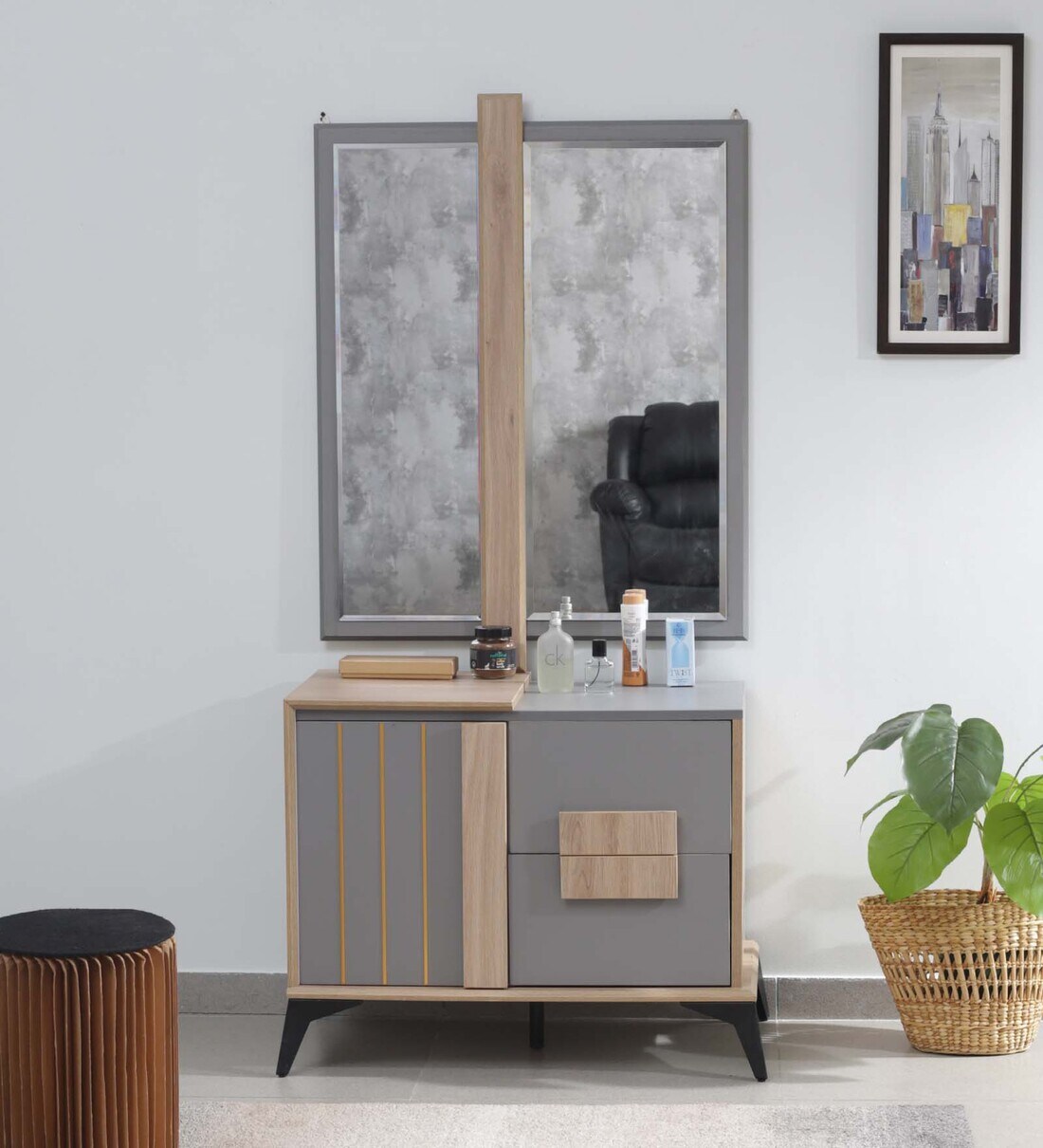 Buy Elite Dressing Cabinet in Brown & Grey Colour Online - Dressing ...