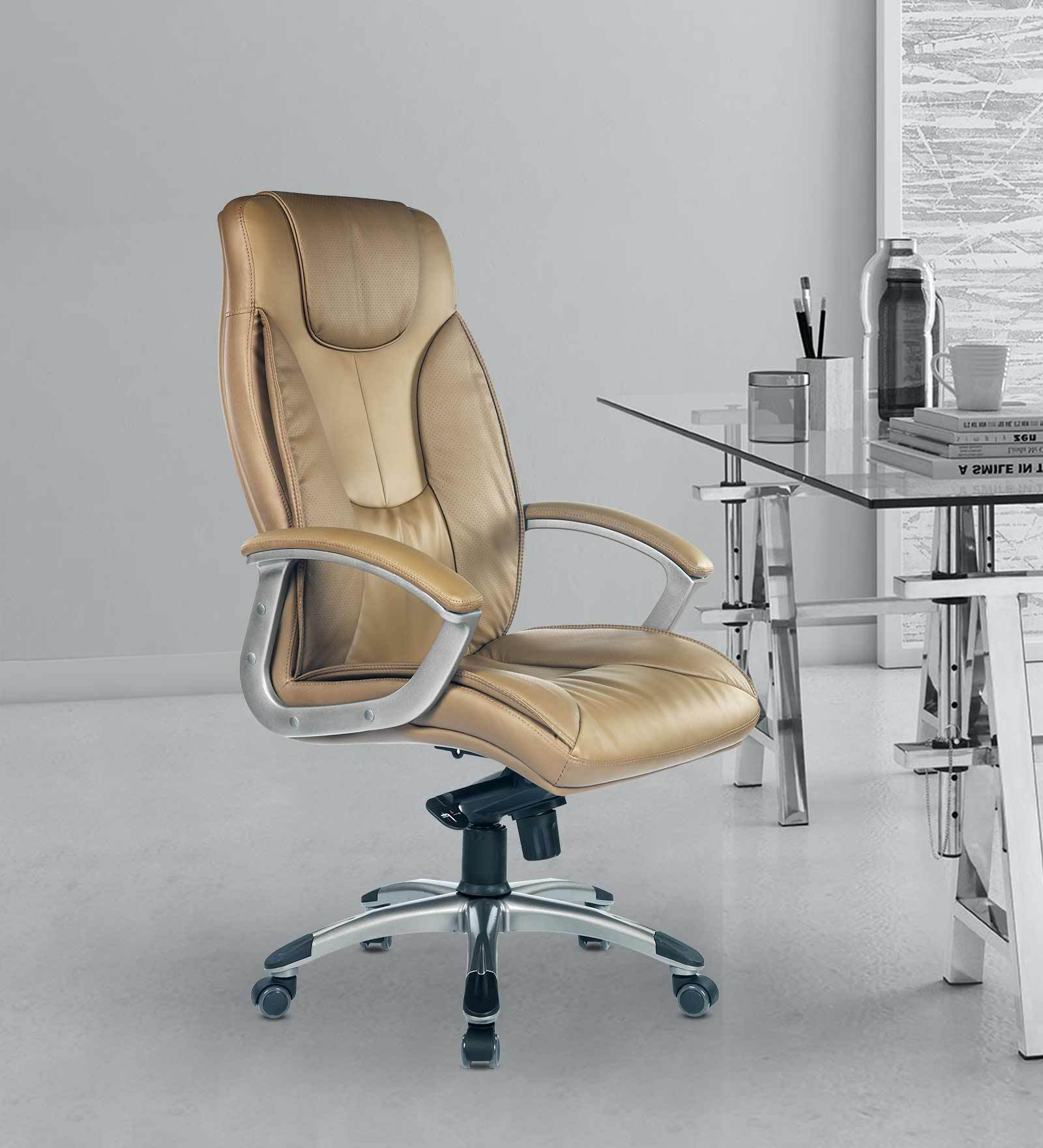Buy Elan High Back Executive Chair in Beige Colour by Oblique Online ...