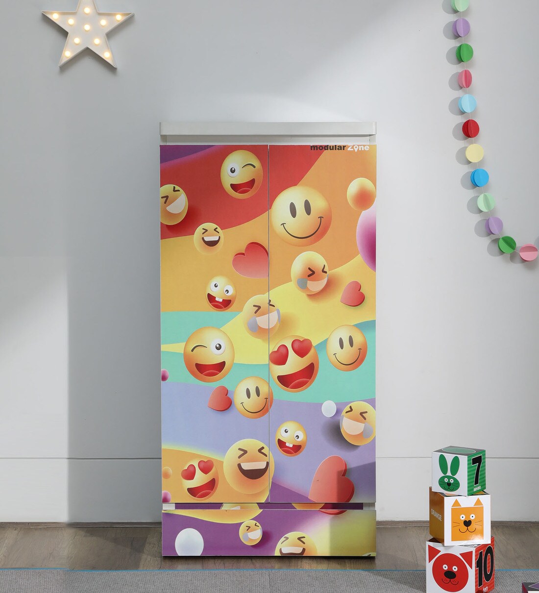 Buy Emoji Kids Wardrobe with Drawer at 100% OFF by Modular Zone | Pepperfry