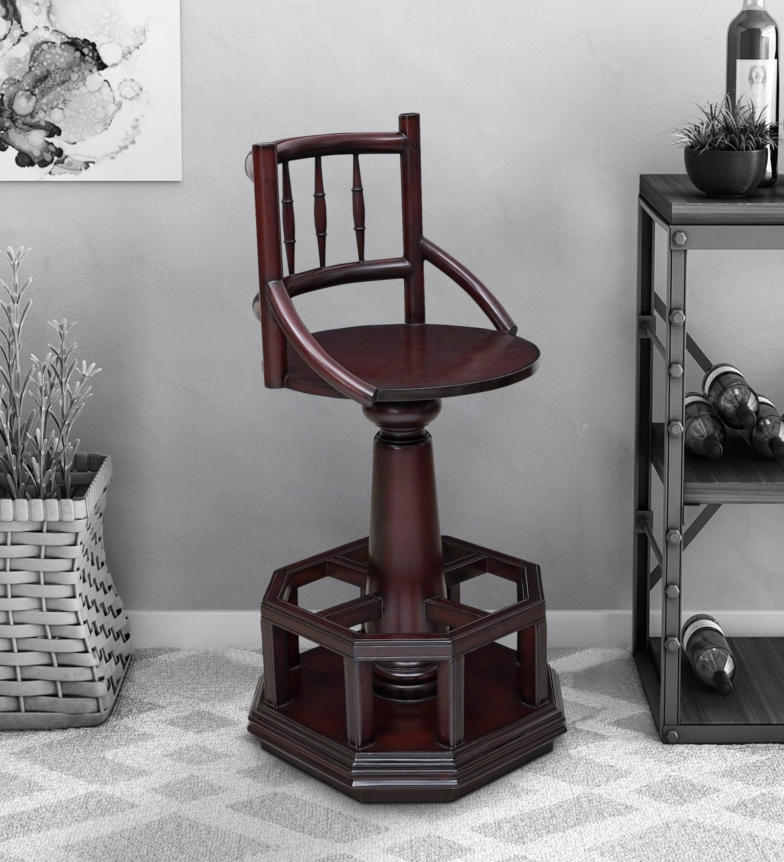 Buy Emelia Bar Stool With Foot Rest In Rosewood Finish at 7% OFF by ...