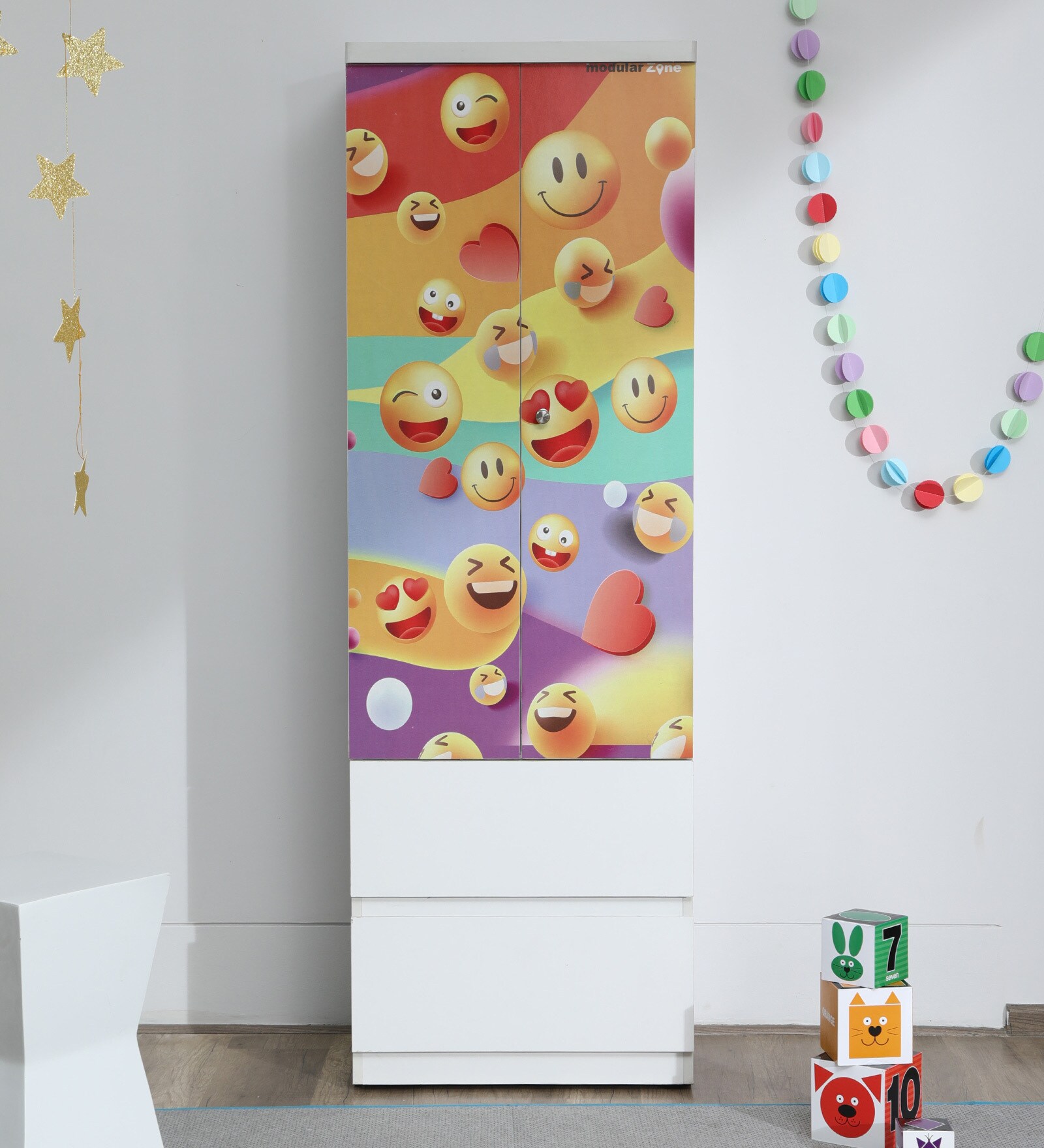 Buy Emoji Kids Wardrobe with Drawers By Modular Zone Online - Kids ...
