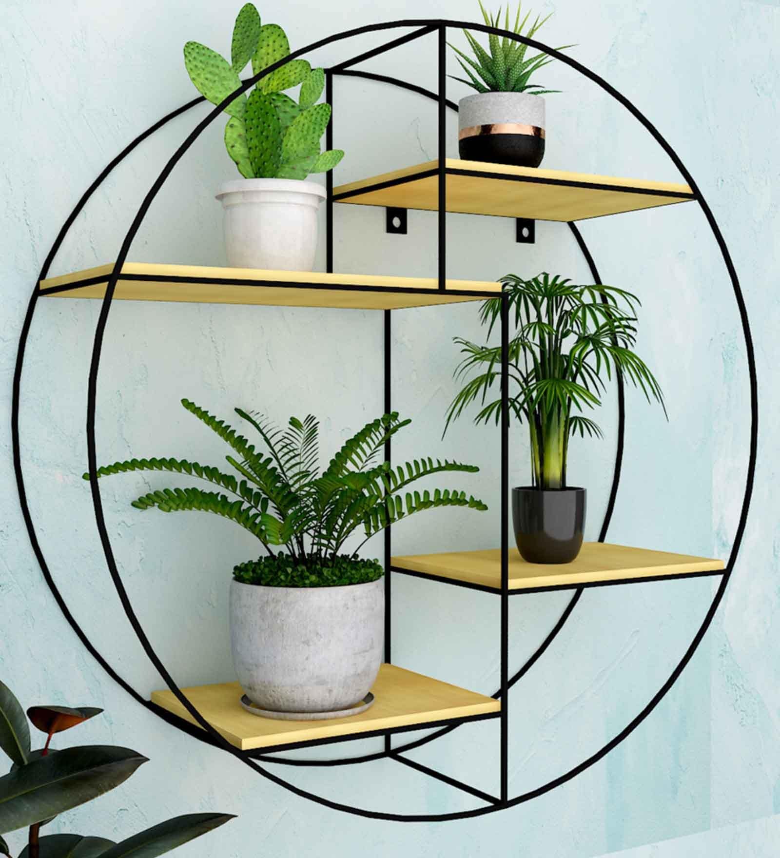 Buy Metal Wall Shelf in Brown Colour By WallMantra Online - Modern Wall ...