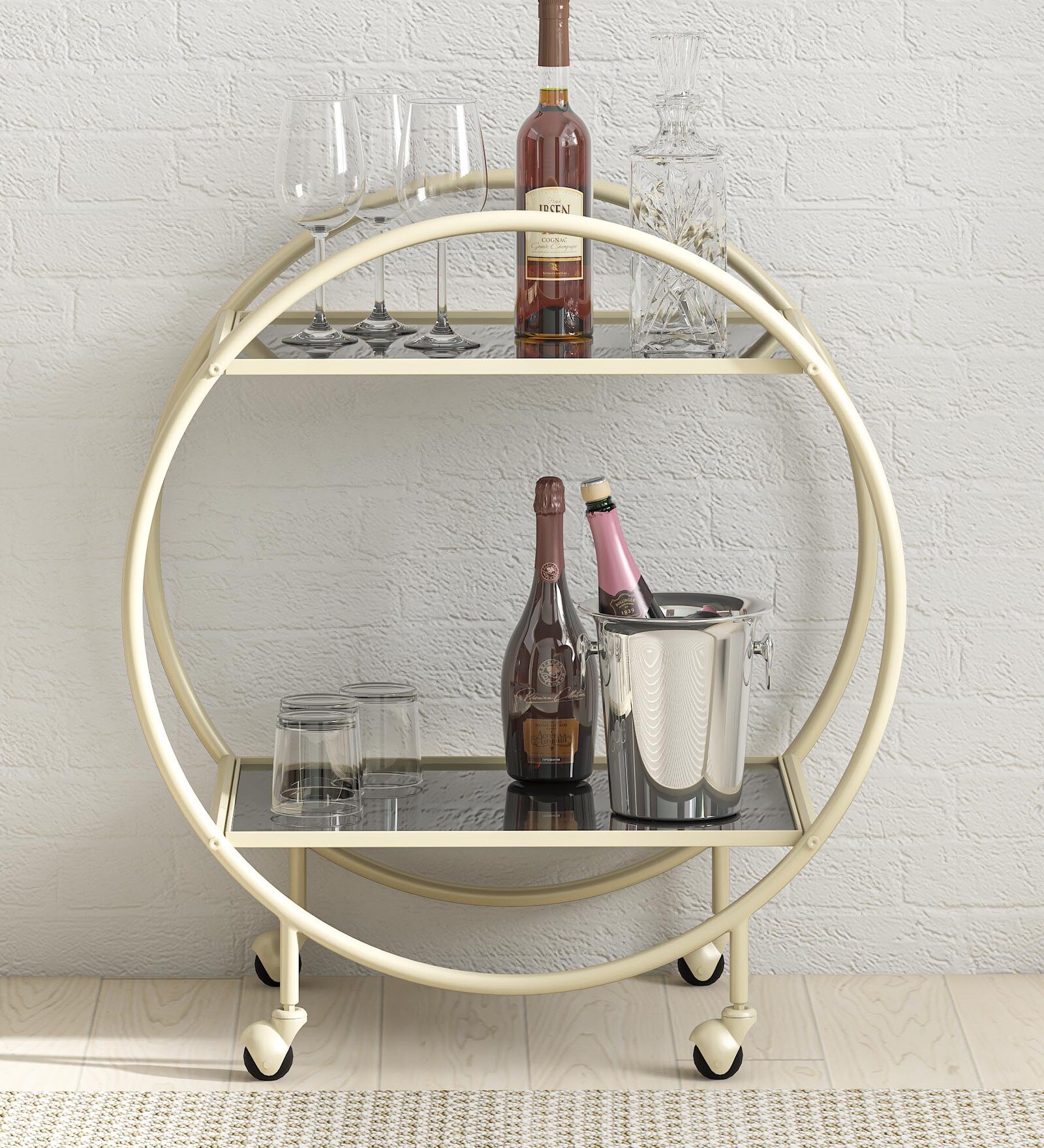 Buy Enrico Metal Bar Trolley in Gold Finish Online - Bar Trolleys - Bar ...