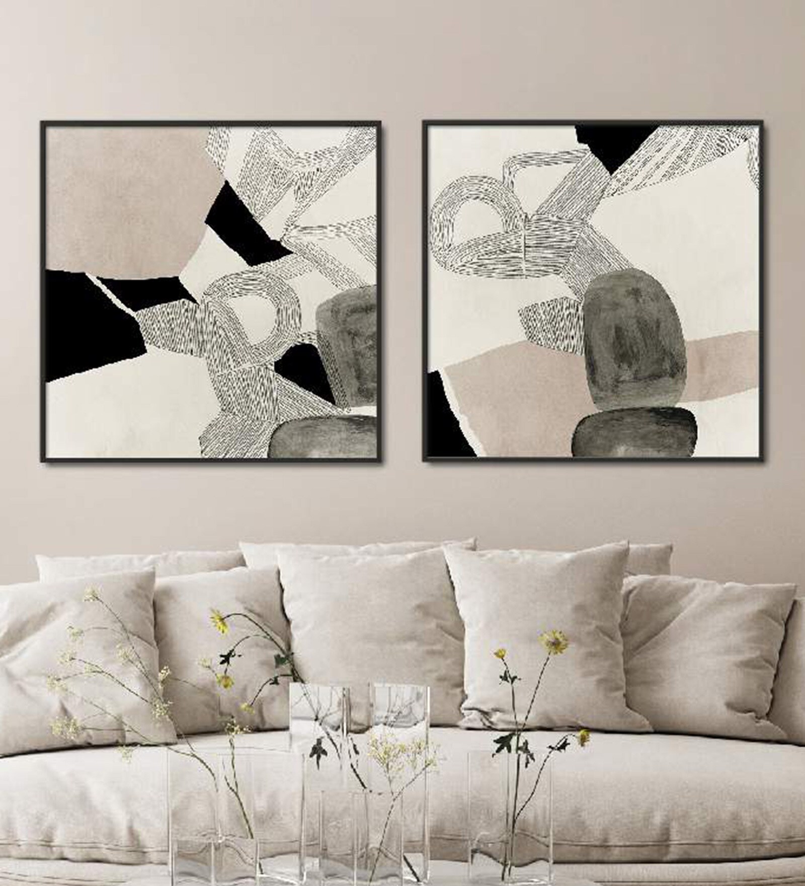 Buy Entangled Multicolour Multicolor Canvas Framed Abstract Art Print ...