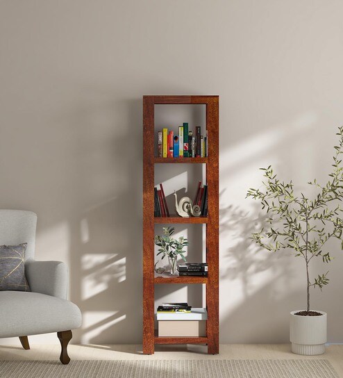 Buy Enkel Sheesham Wood Tall Book Shelf In Warm Chestnut Finish at 36% ...