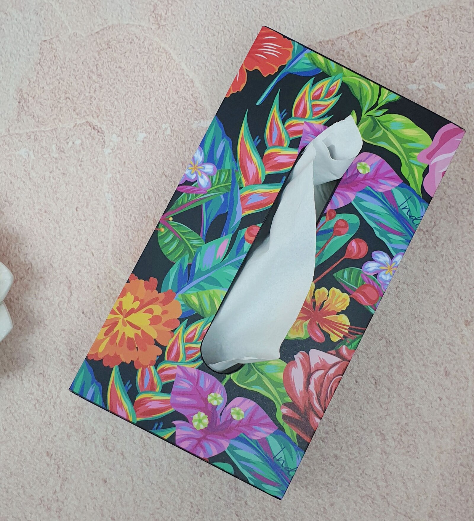 Buy Epoxy Moon Mist White & Brown Resin & MDF Tissue Holder By Maatir ...