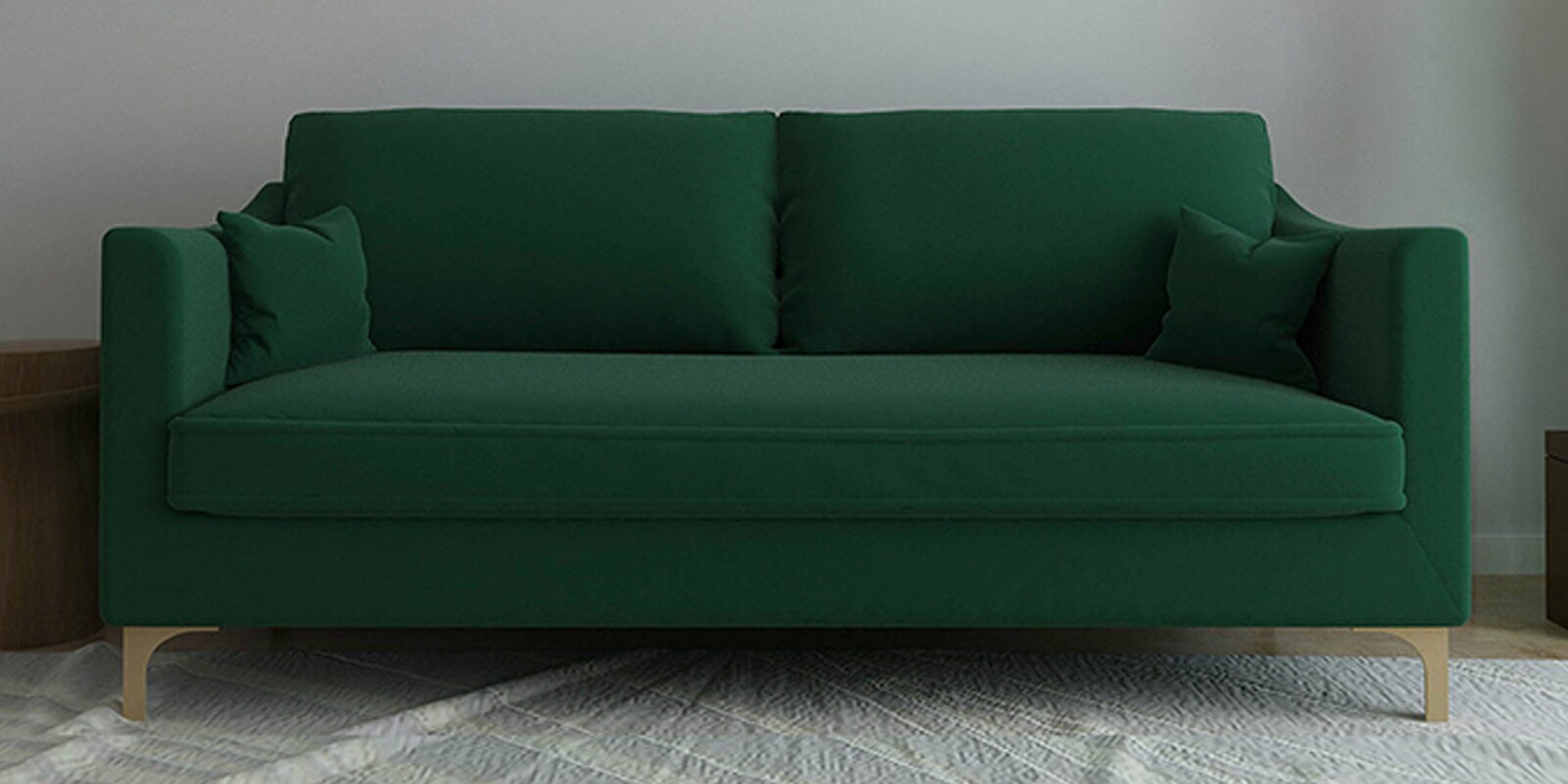Buy Esteban Velvet 3 Seater Sofa in Green Colour at 15% OFF by ...