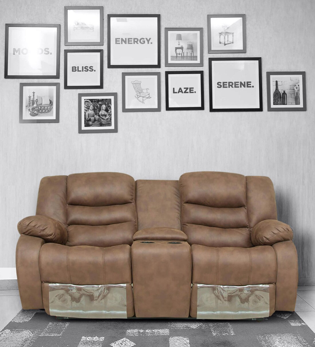 Buy Evan 2 Seater Recliner in Brown Color Online - Manual 2 Seater ...