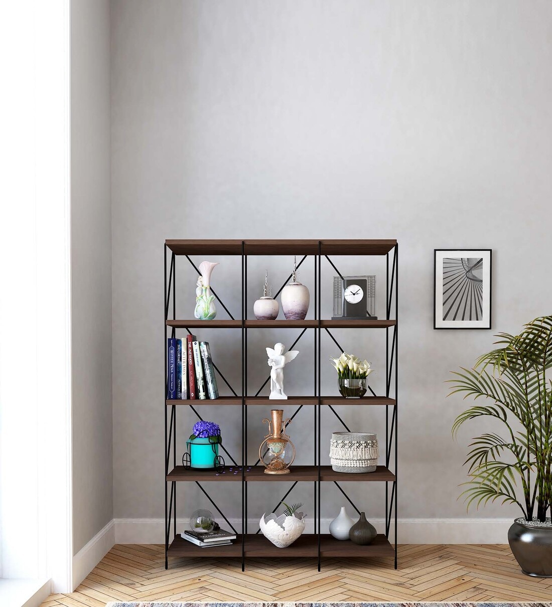 Buy Ezbo Book Shelves in Walnut Finish in 3X4 Cube Online - Eclectic ...