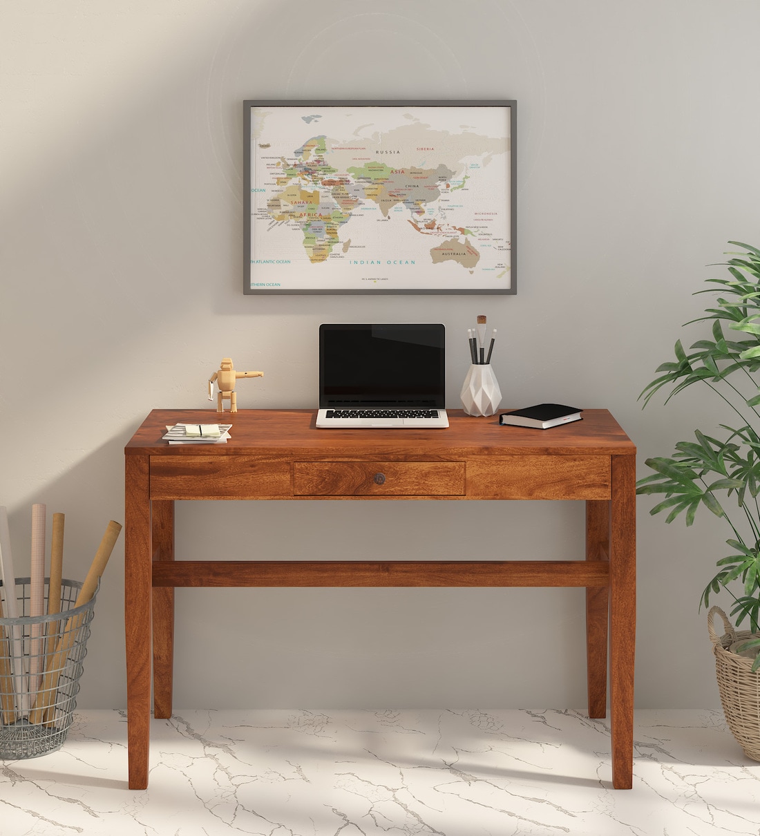 Buy Ferno Sheesham Wood Study Table In Proventional Teak Finish at 13% ...
