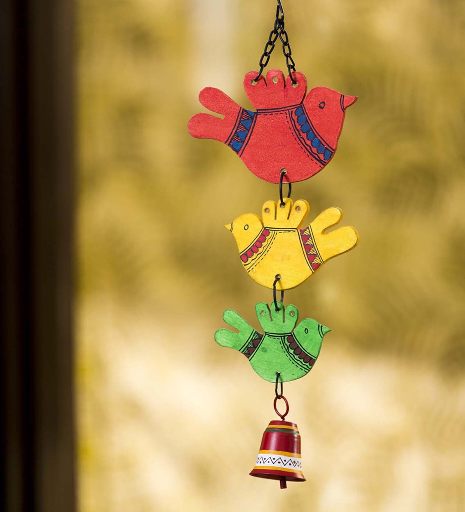 Buy Feathered Friends Hand-Painted Multicolour Metal Decorative Hanging ...