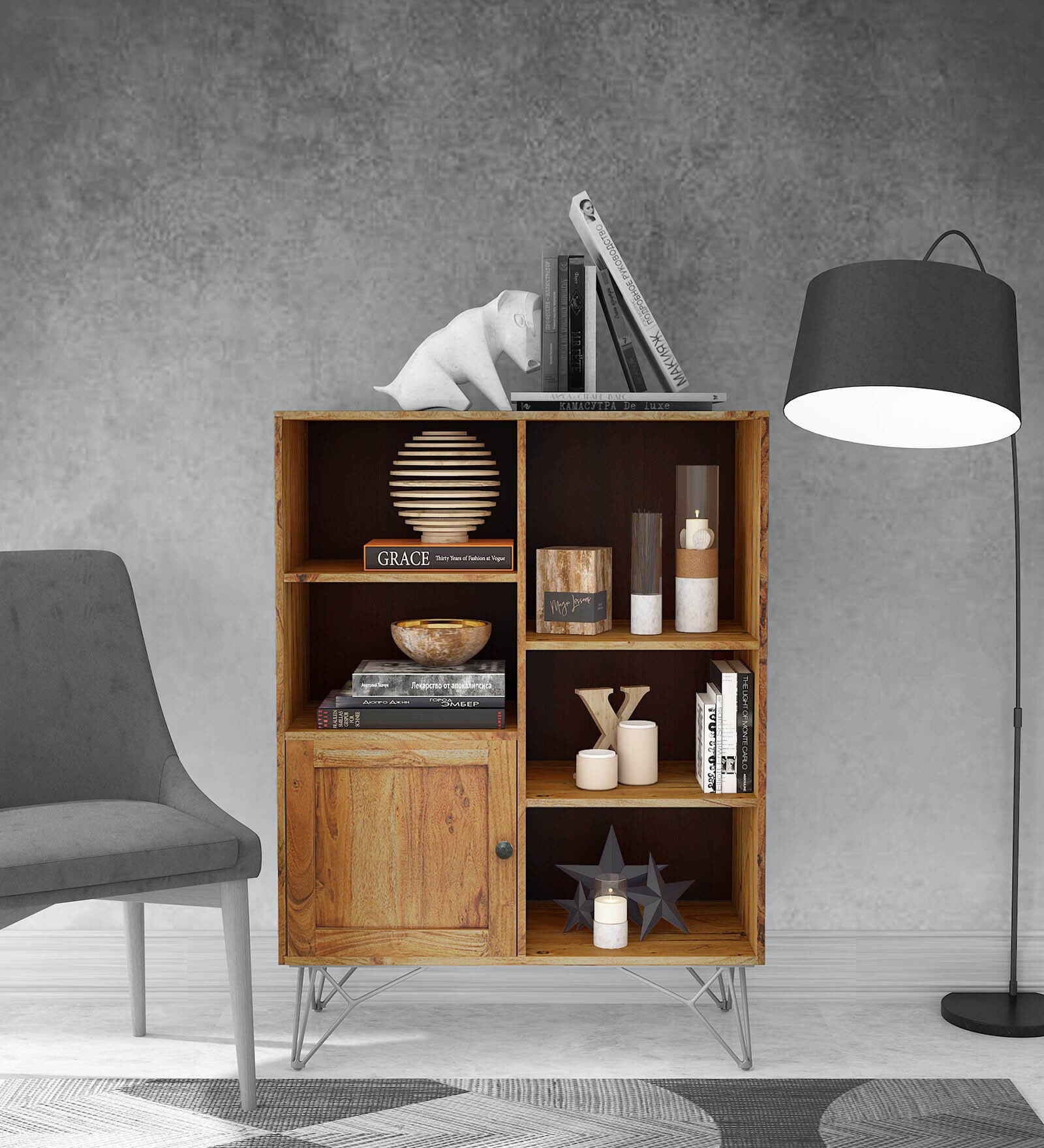 Buy Ferme Solid Wood Book Shelf in Natural Acacia Finish Online ...