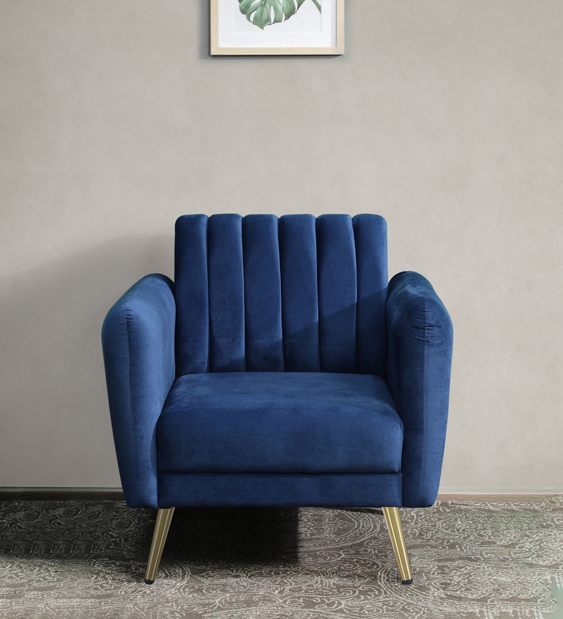 Buy Fidel Velvet 1 Seater Sofa In Royal Blue Colour Online - Mid ...