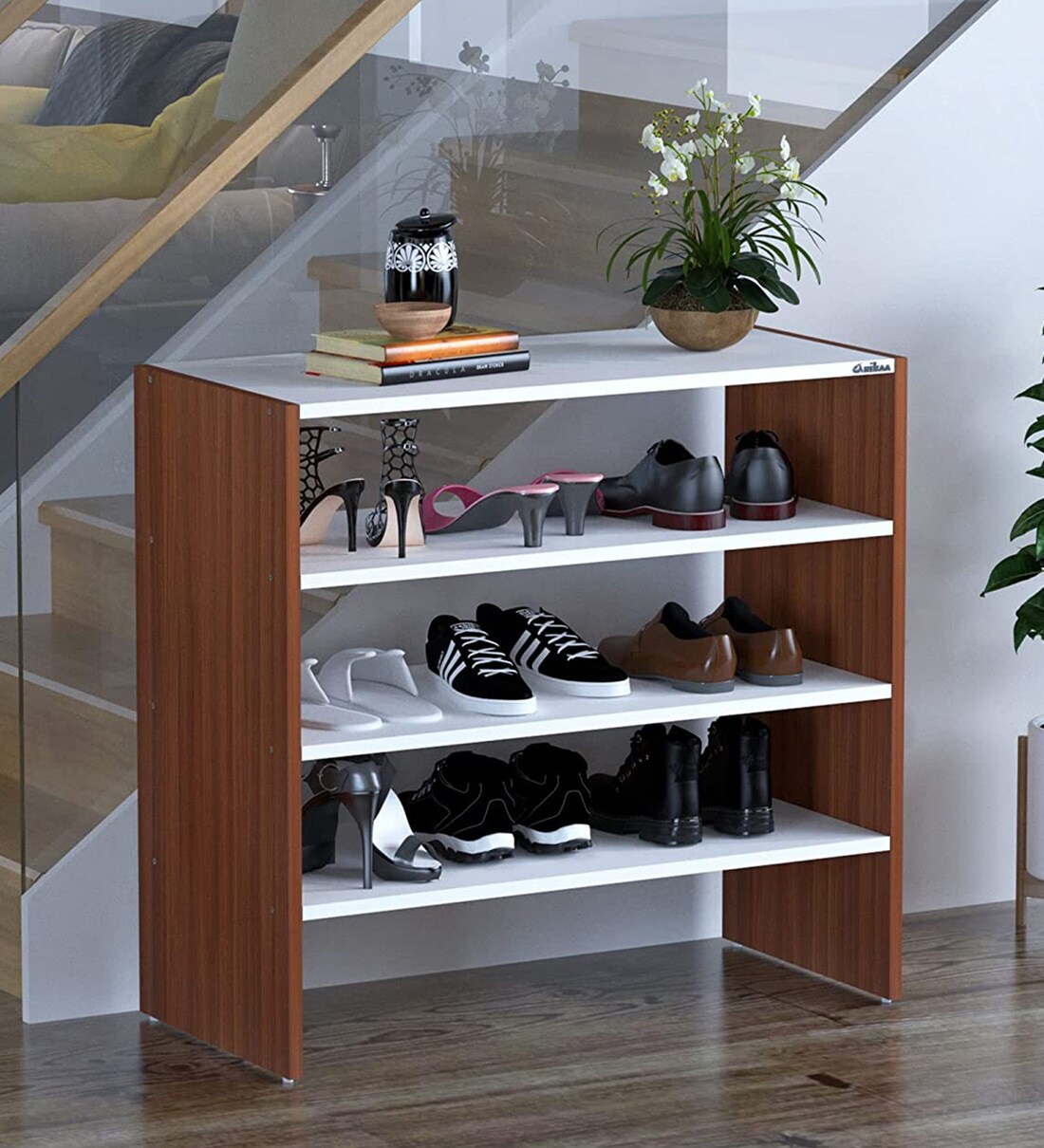 Buy Filaria Open Shoe Rack in Walnut & White Finish at 35% OFF by ...