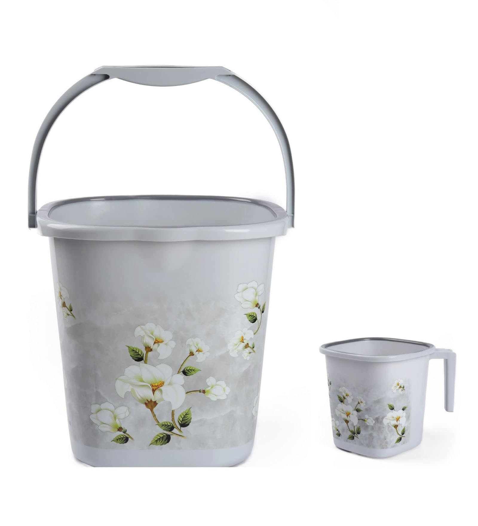 Buy Floral 18 Ltrs Grey 2 Pc Polypropylene Bucket Set by Regalo Online - Buckets and Tubs - Bath ...