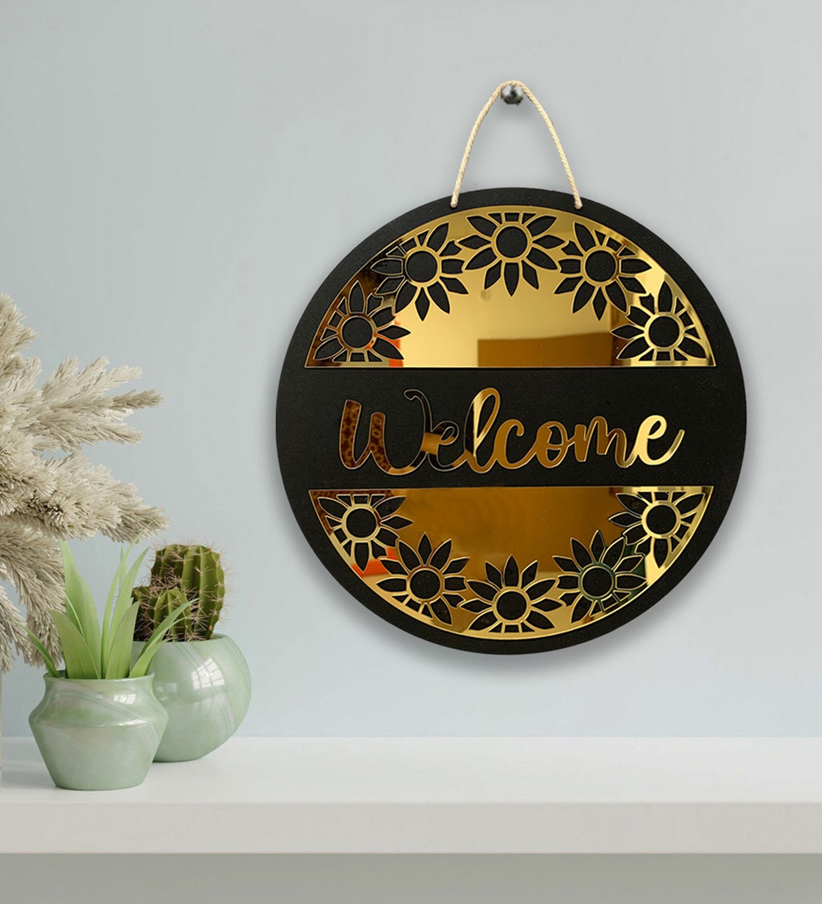 Buy Flower Design Gold MDF Wall Art by Art Street at 67% OFF by Art ...