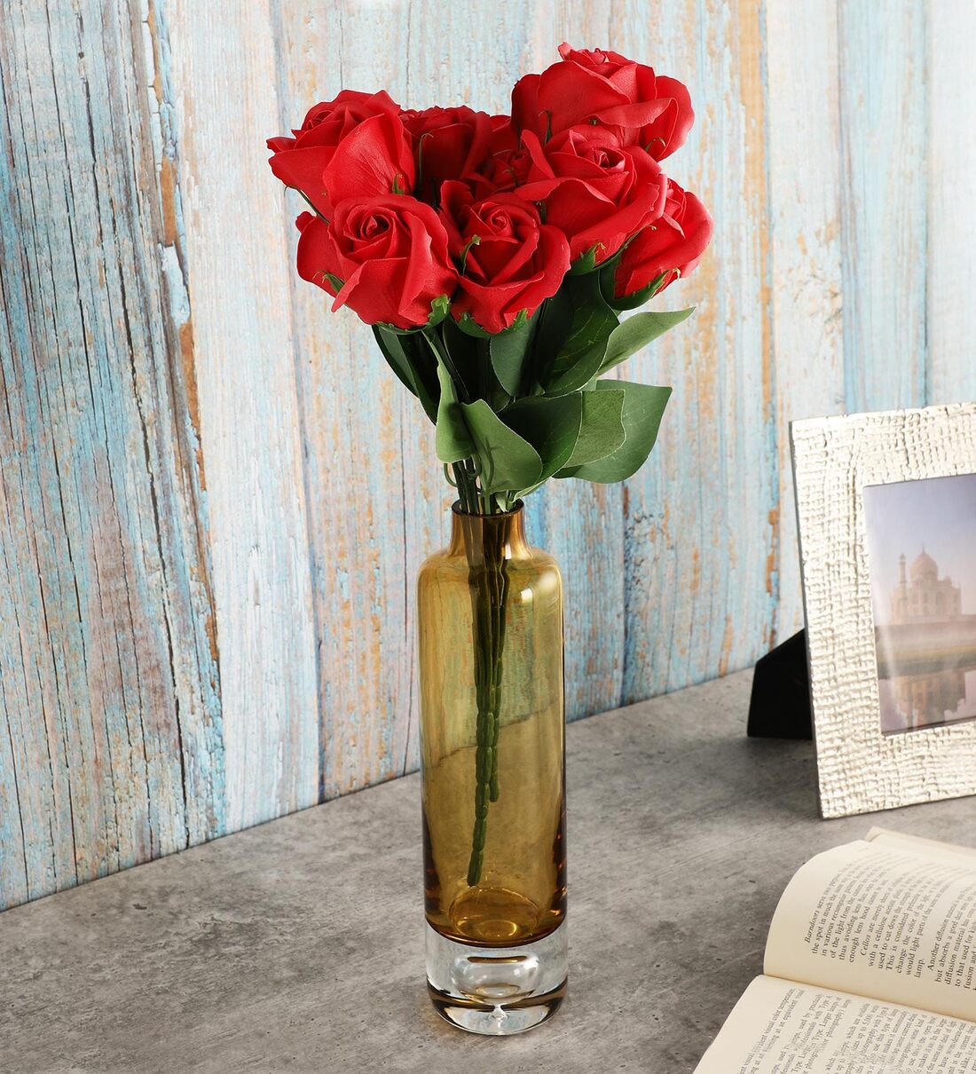 Buy Foliyaj 2 Artificial Red Rose Bunches Without Pot at 59% OFF by ...