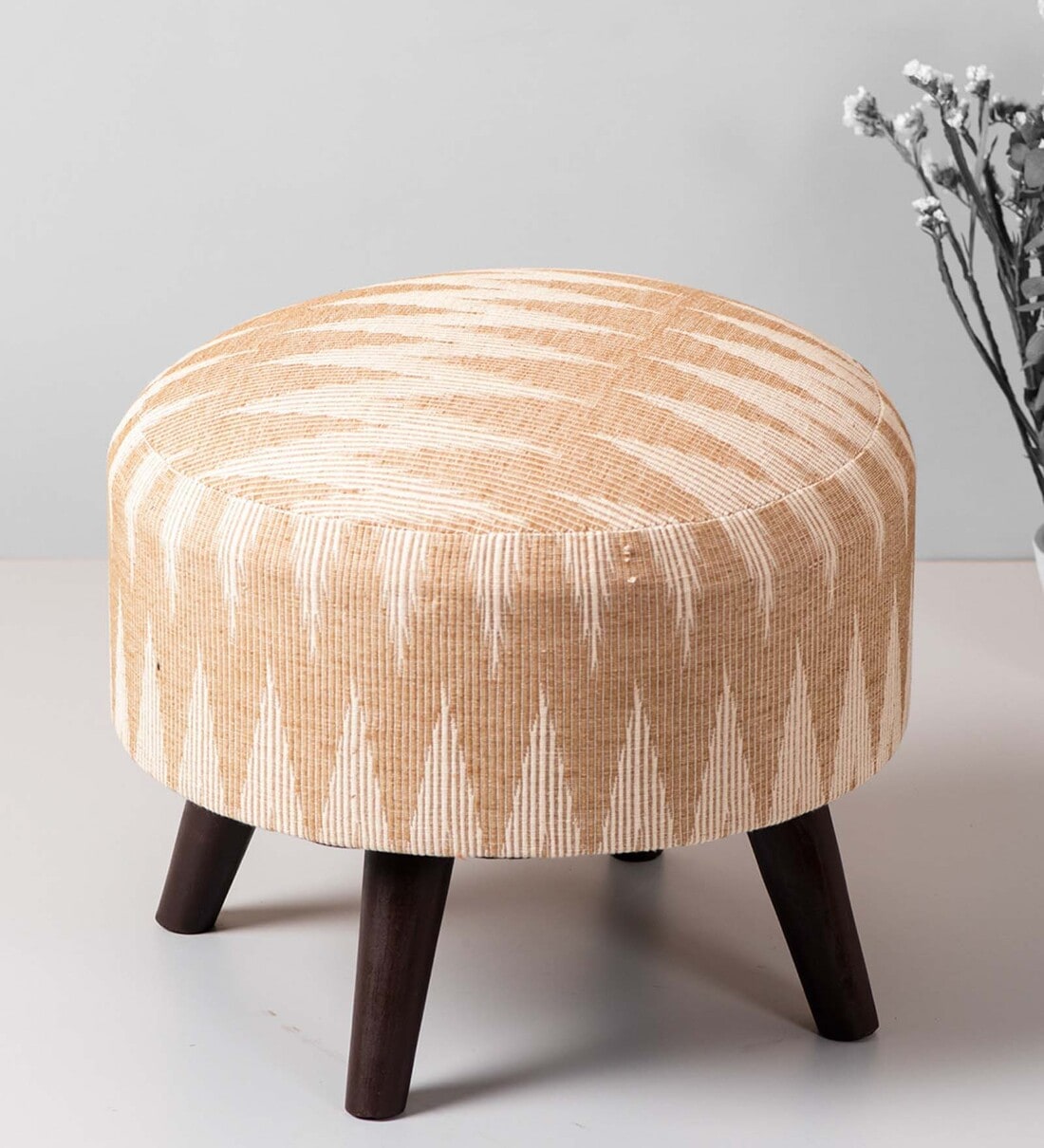 Buy Crest Jacquard Seating Stools in Beige Color Online - Contemporary ...