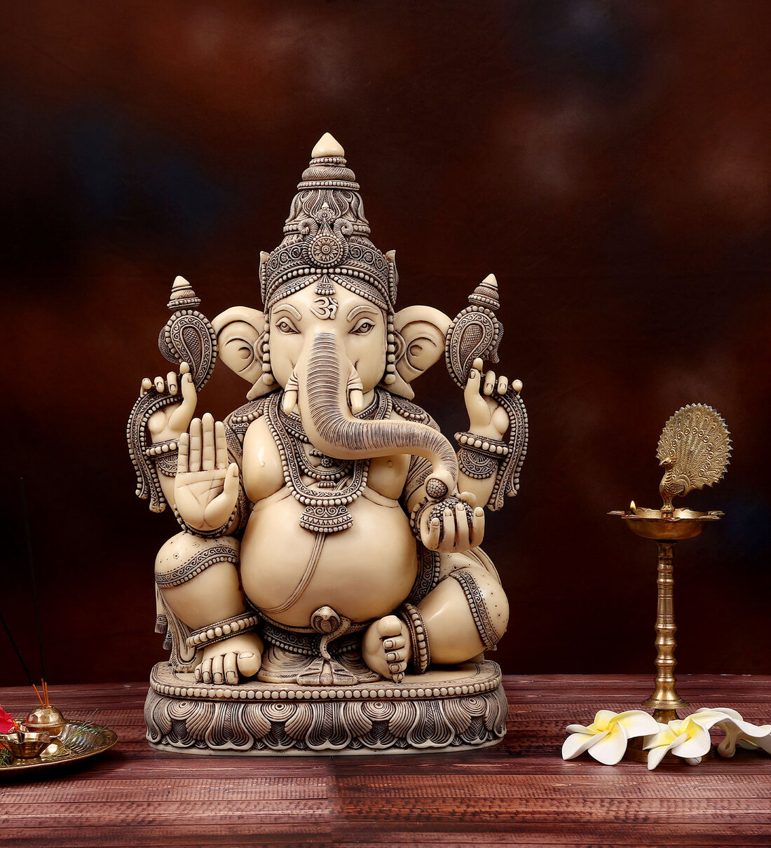 Buy Ganesha Stone Ivory Finish Religious Idol at 10% OFF by Urbancart ...